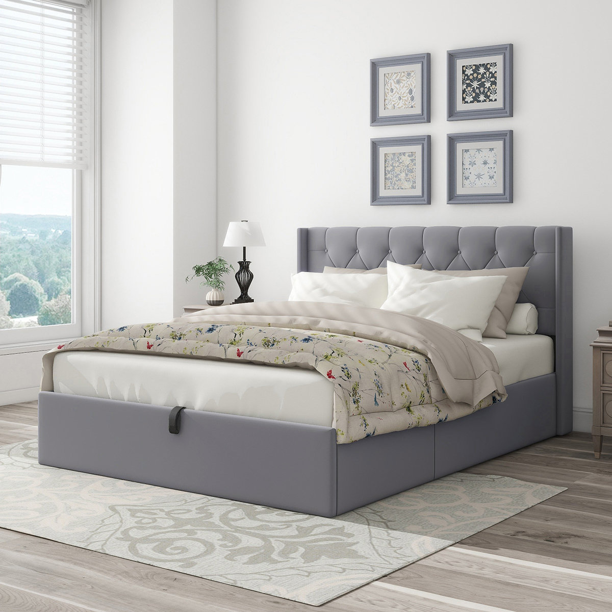 Latitude Run® Raania Low Profile Hydraulic Lift Up Storage Bed with ...