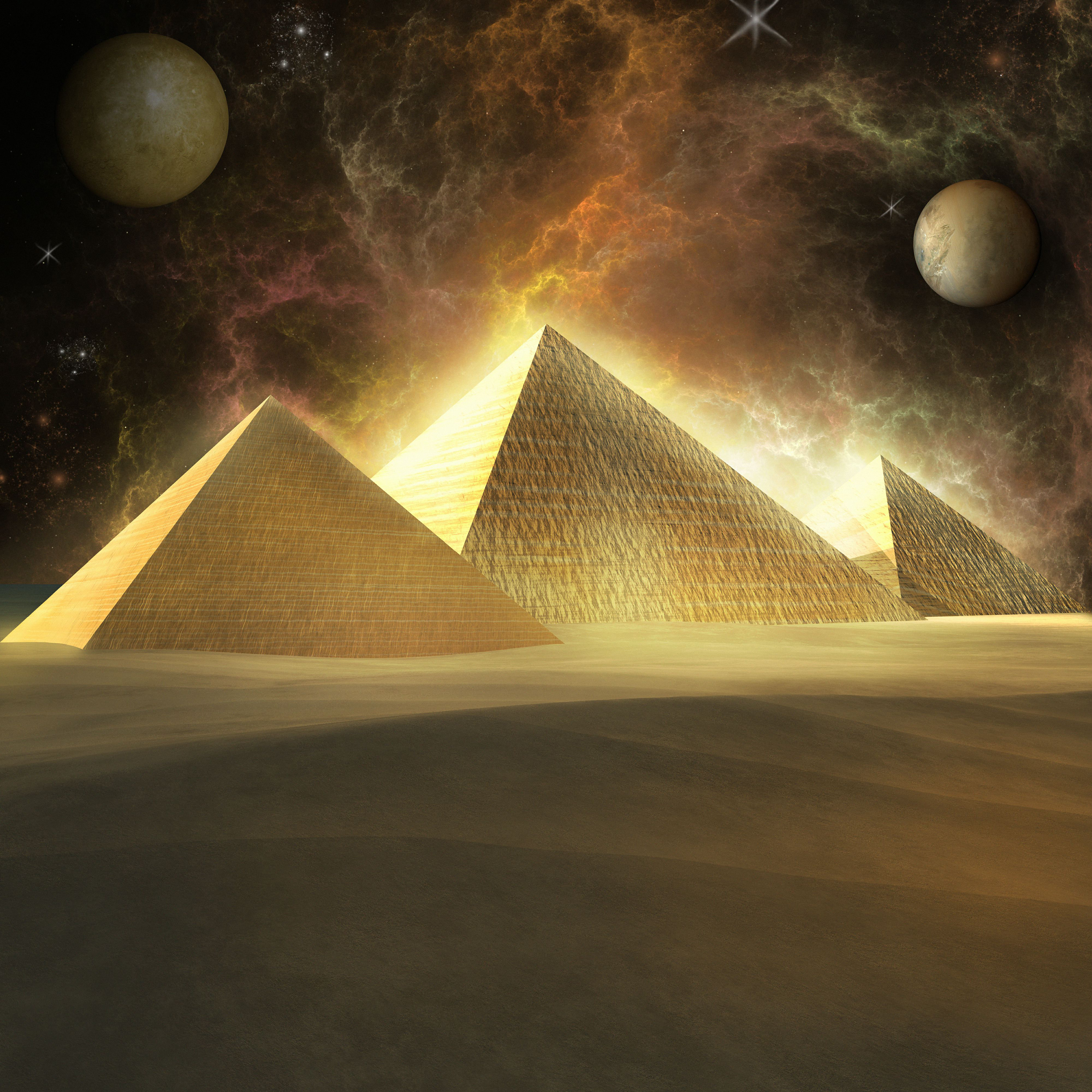 Ebern Designs Storm Over Pyramids by - Wrapped Canvas Graphic Art | Wayfair
