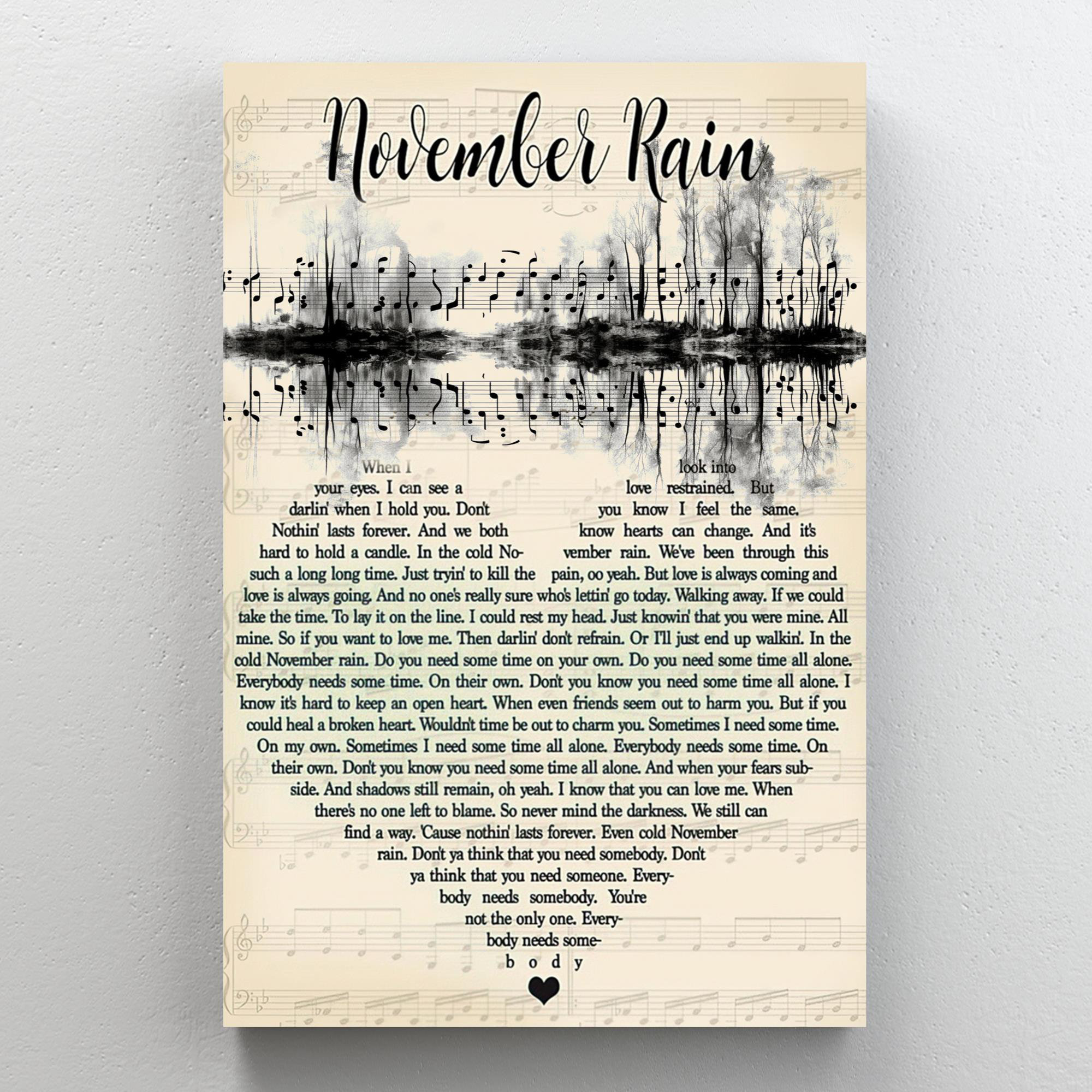 Trinx Krishvi November Rain Lyrics - 1 Piece Rectangle Graphic Art ...