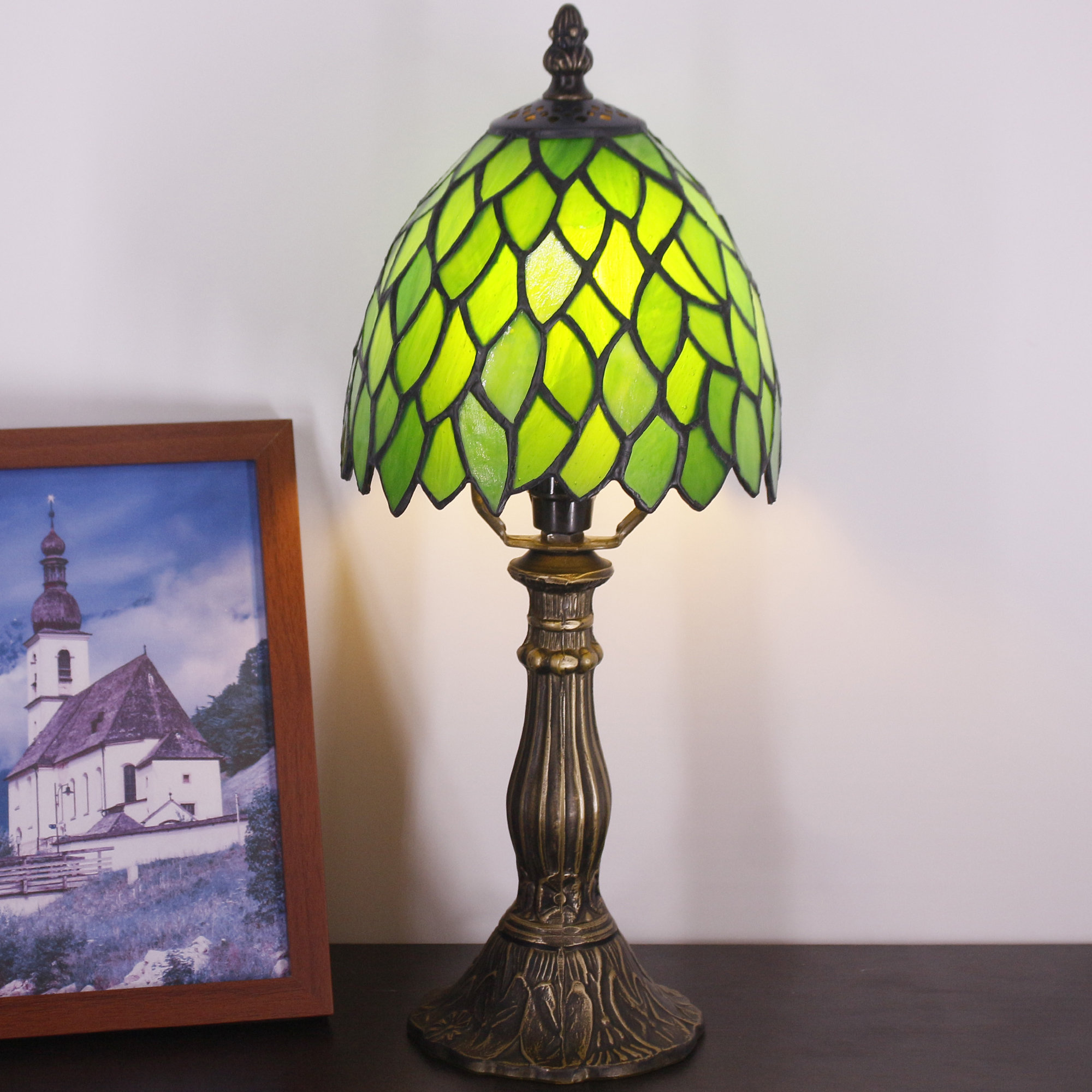 Astoria Grand Small Tiffany Lamp Mini Accent Table Lamp Green Wisteria ...