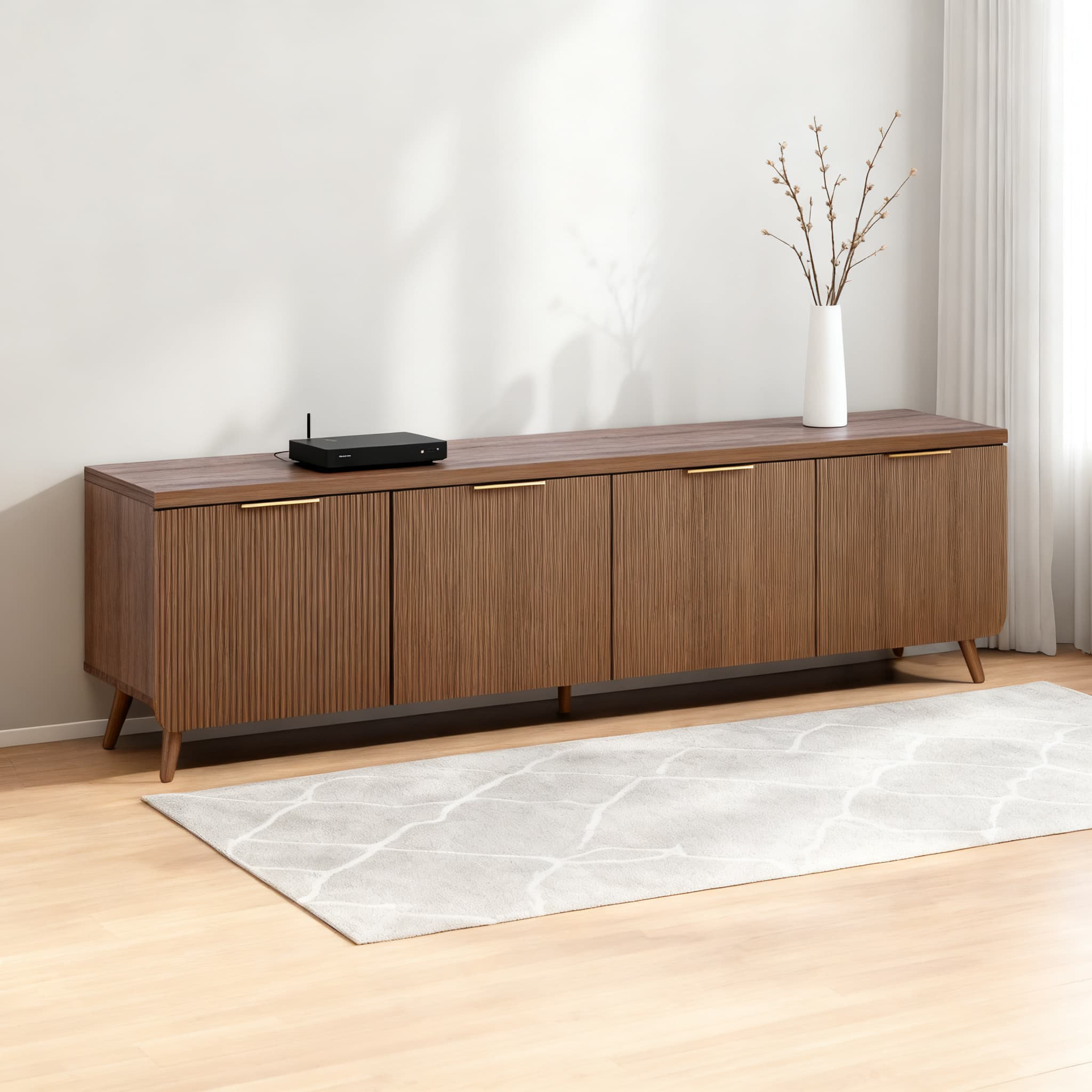 Corrigan Studio® Modern TV Stand With Fluted Doors And , Entertainment ...