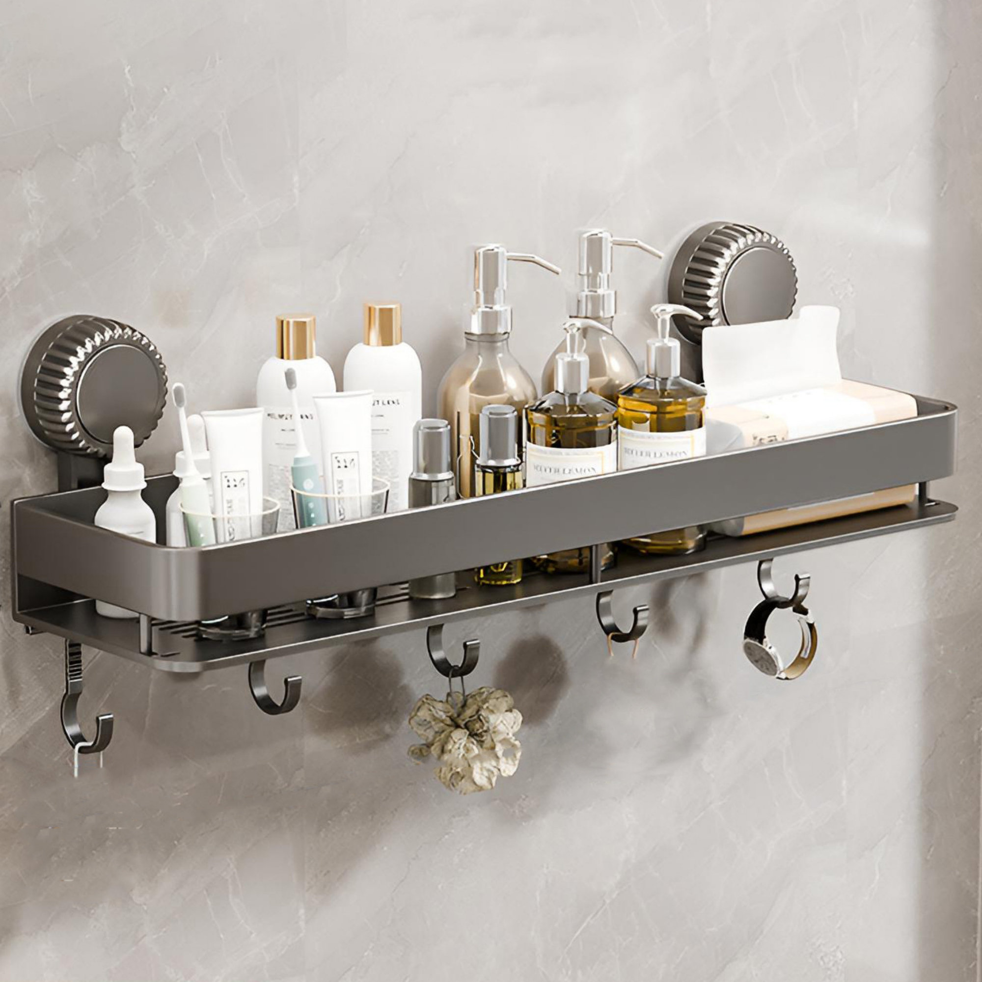 Orren Ellis Suction Cup Non Perforated Bathroom Storage Rack, Bathroom ...
