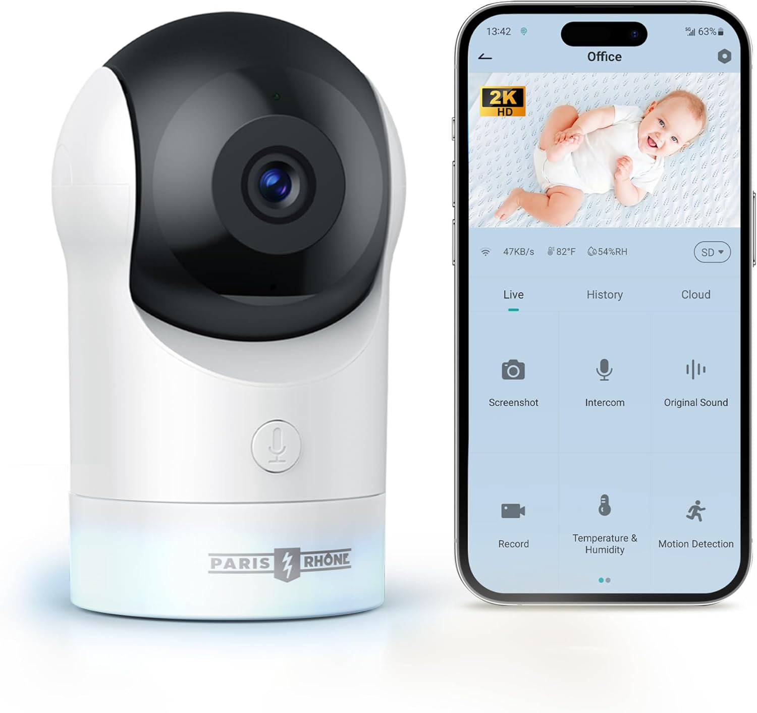 VAVA Paris Rhône 2K WiFi Baby Security Camera, Baby Monitor For Baby ...
