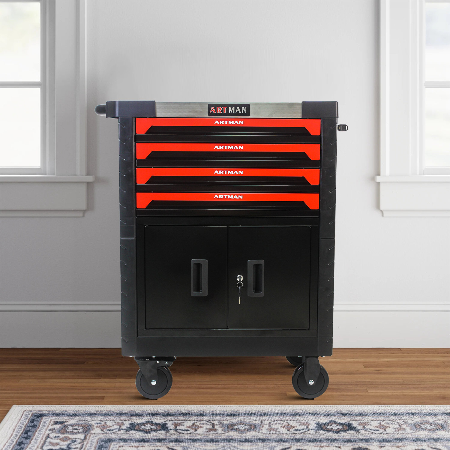 Knlnny Ware multifunctional design tool cart with four drawers and Key ...