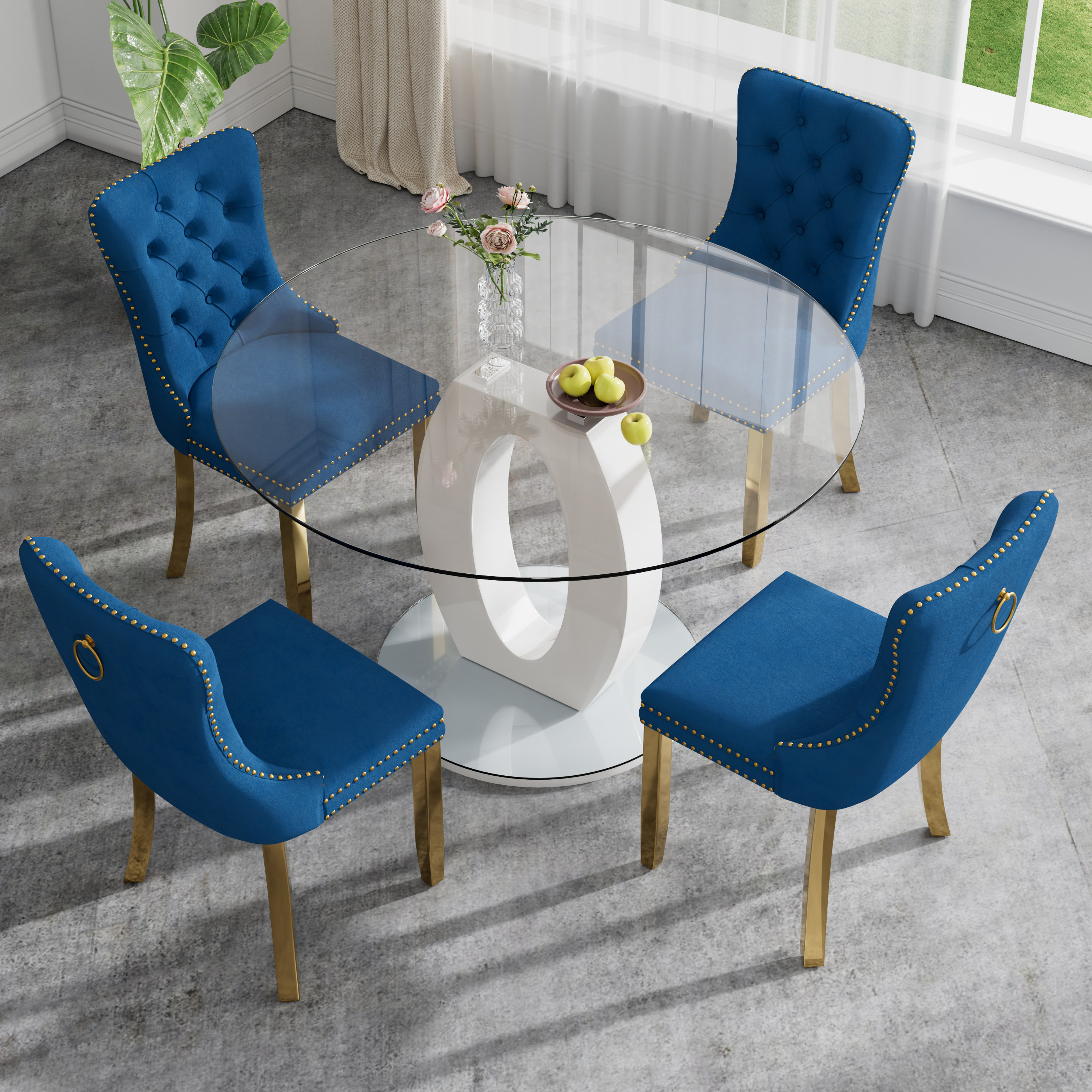 House of Hampton 5-Piece Pedestal Gold Dining Set - Wayfair Canada