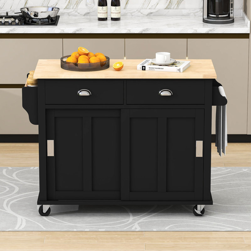 Red Barrel Studio® Yocelin Kitchen Cart with Drop-Leaf Countertop ...