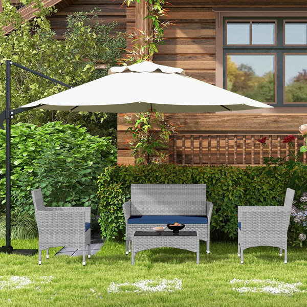 Winston Porter 4PCS Outdoor Patio Pe Rattan Wicker Chairs Table Set ...
