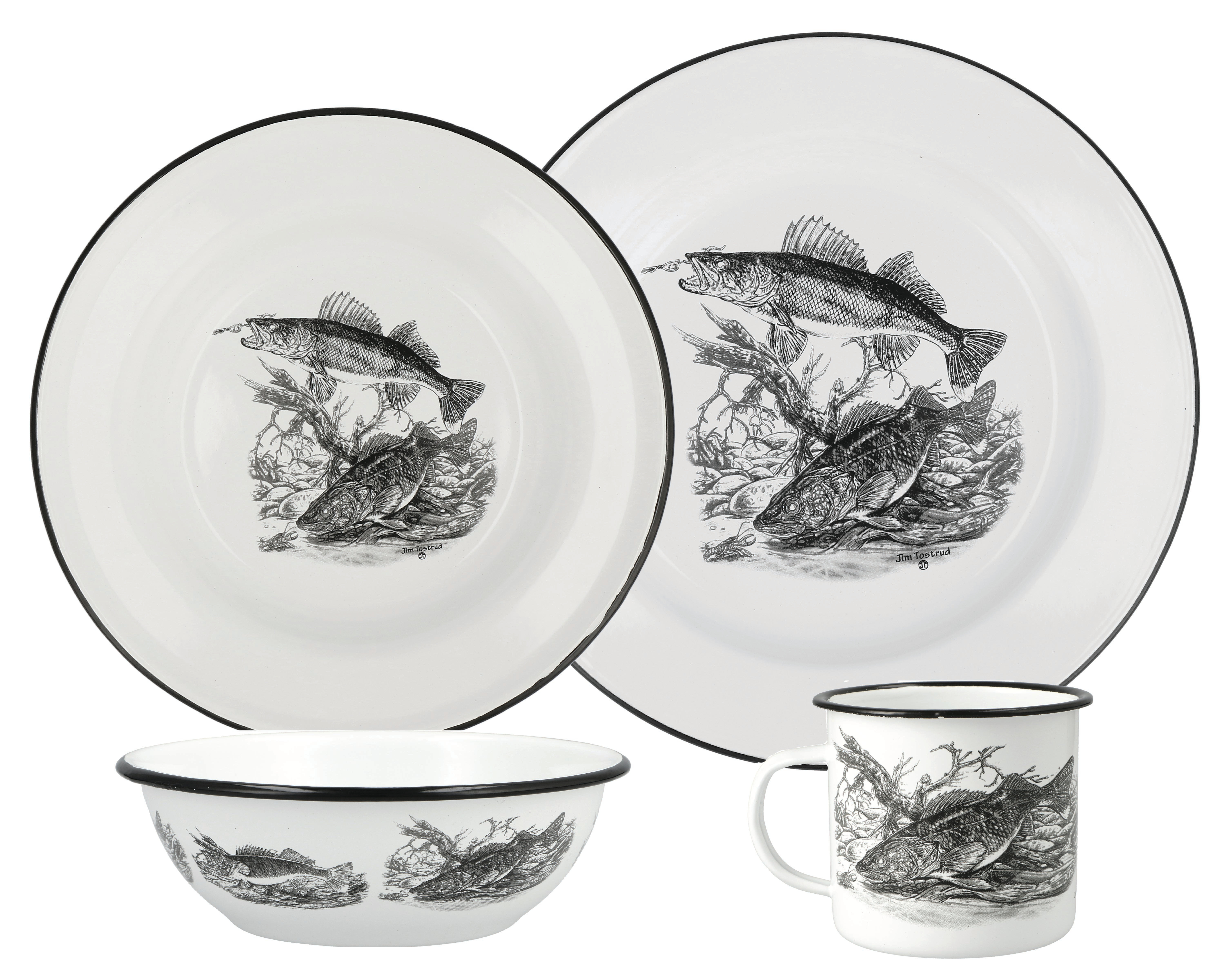 Loon Peak® Bob Walleye 4 Piece Dinnerware Set, Service for 1 | Wayfair