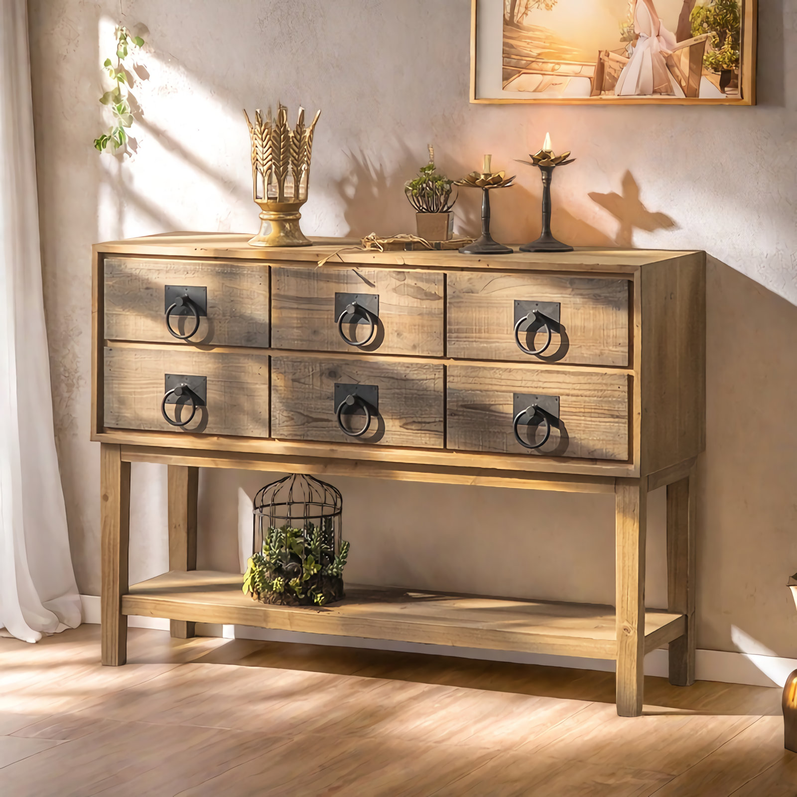 Breakwater Bay Vintage Wood Color Solid Wood Rectangle Sideboard | Wayfair