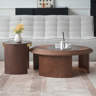 17 Stories Tavola Modern Round Coffee Table Set Glass And Wood | Wayfair