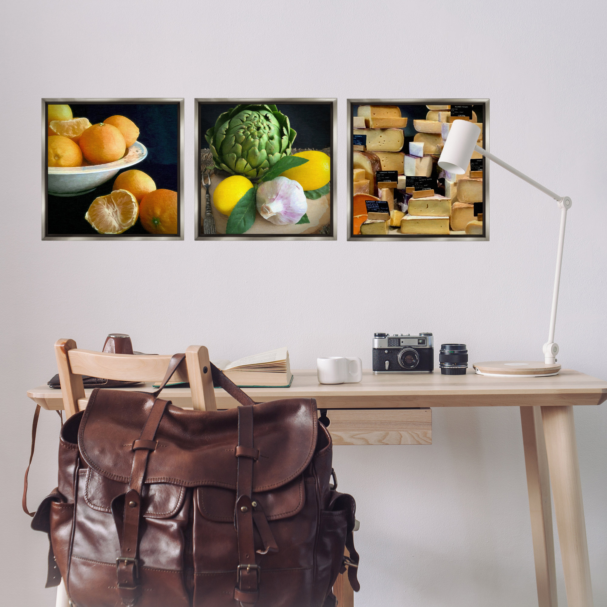 Gracie Oaks Vegetables & Cheeses Still Lifes 3 PC Framed Floater Canvas ...