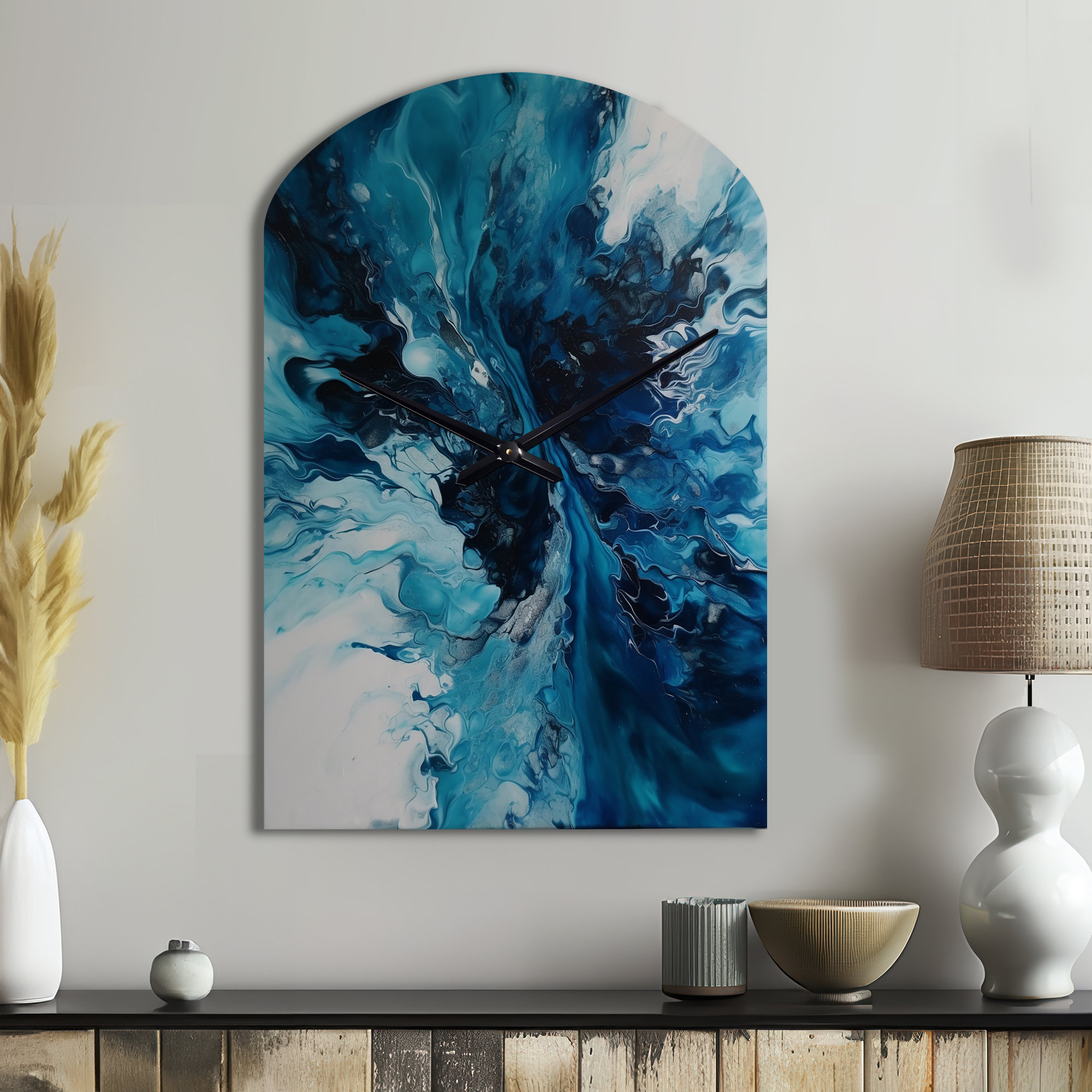 Design Art Teal and Black Aqueous Whimsy I - Asymmetrical Abstract ...