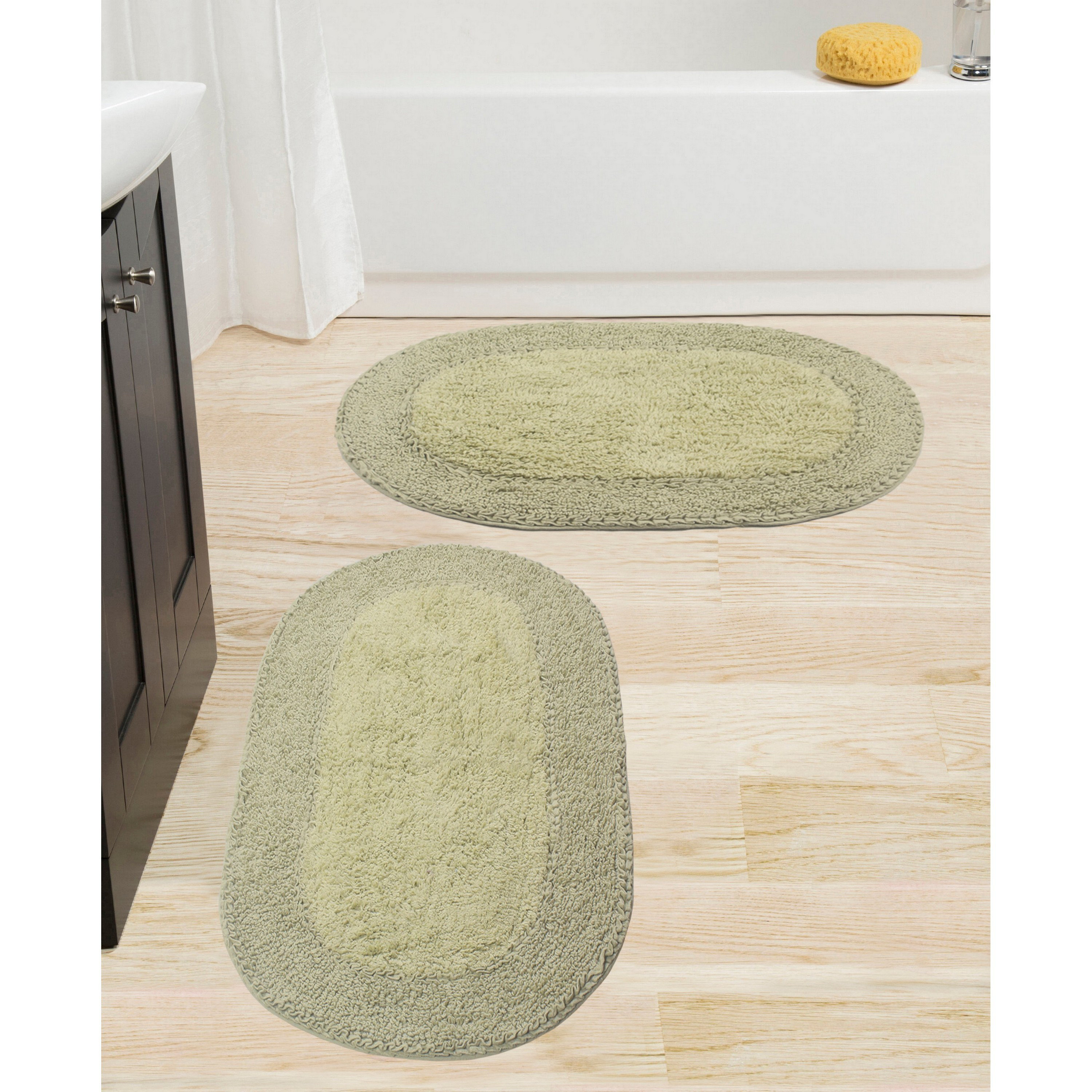 August Grove® Xie Double Ruffle Oval 100% Cotton piece Bath Rug Set ...