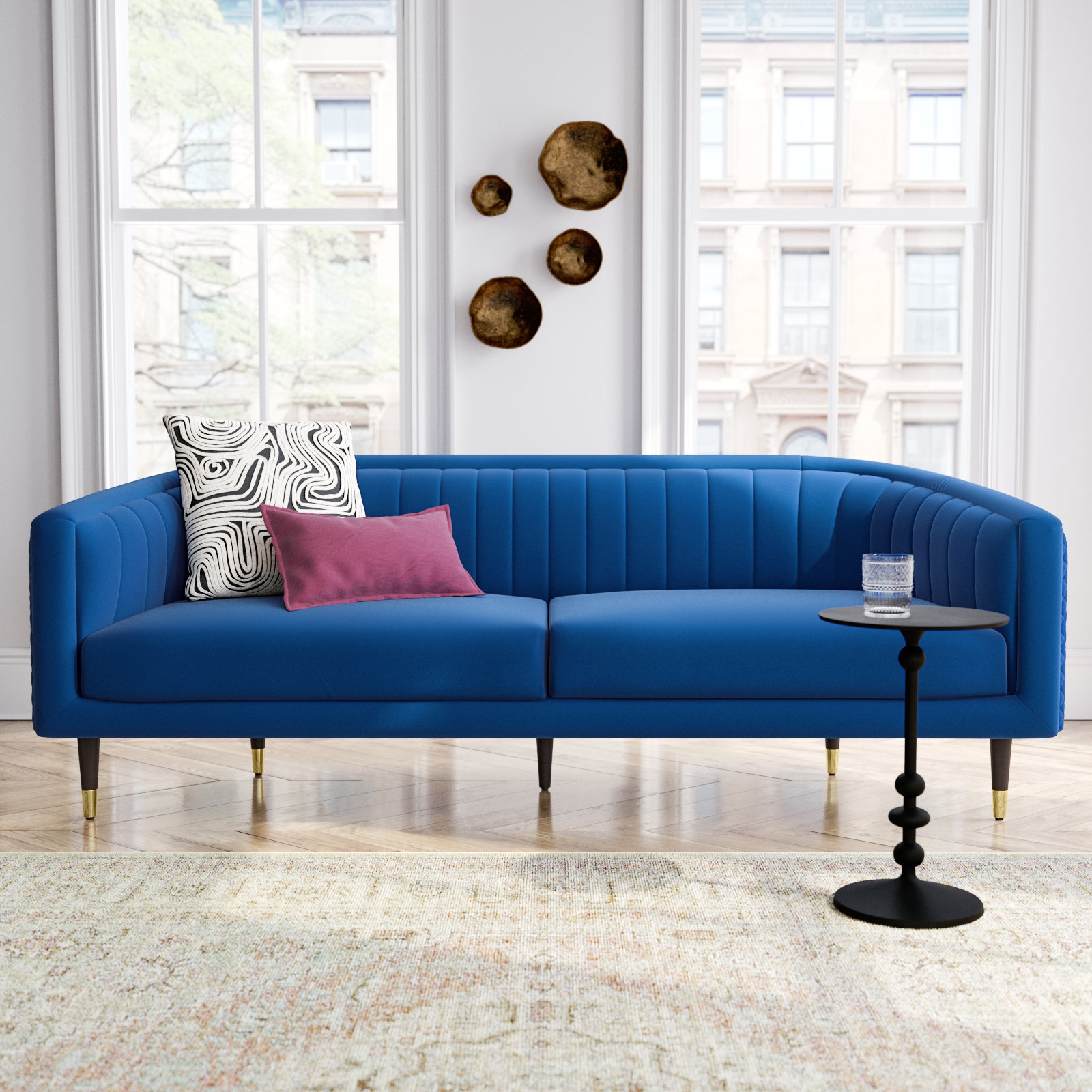 Kelly Clarkson Home Jourdan 84" Velvet Tuxedo Arm Sofa & Reviews ...