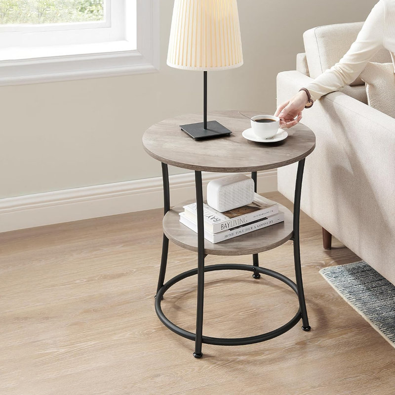 17 Stories Table d'appoint, table de chevet ronde avec 2 tablettes pour ...