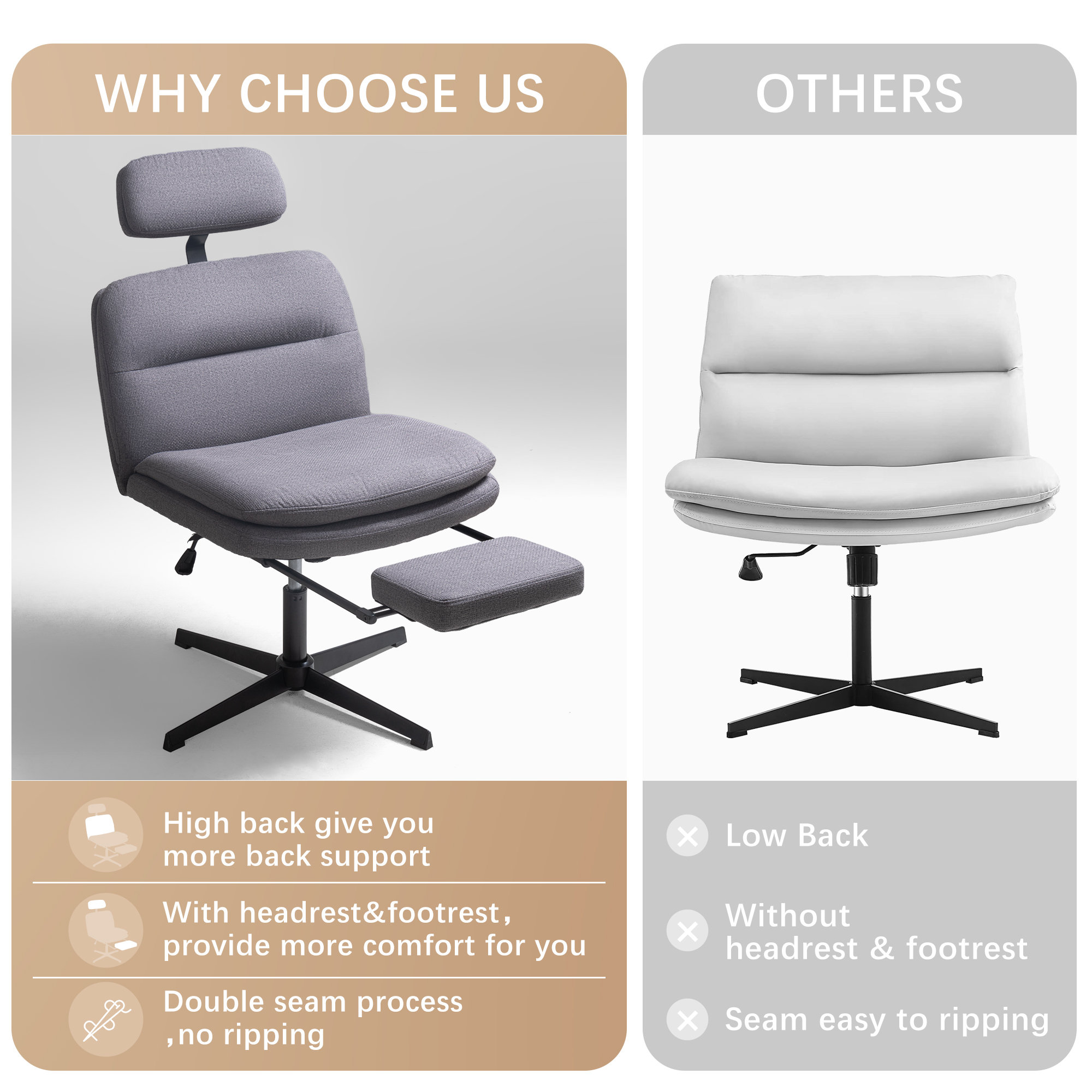 Ebern Designs Partia Ergonomic Swivel Office Task Chair with Footrest ...