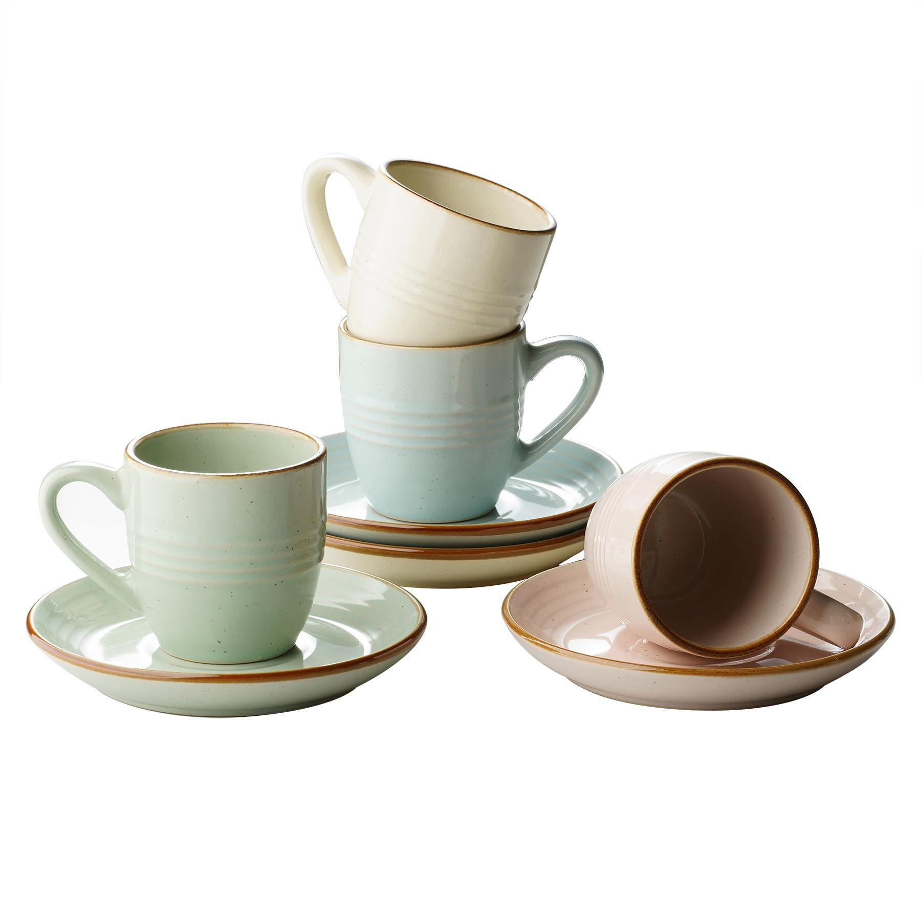 Hokku Designs Espresso Cups And Saucers,3 Oz Ceramic Small Coffee Mug ...