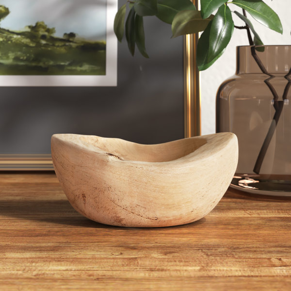 Joss & Main Peale Wood Oval Rustic Decorative Bowl in Brown | Wayfair
