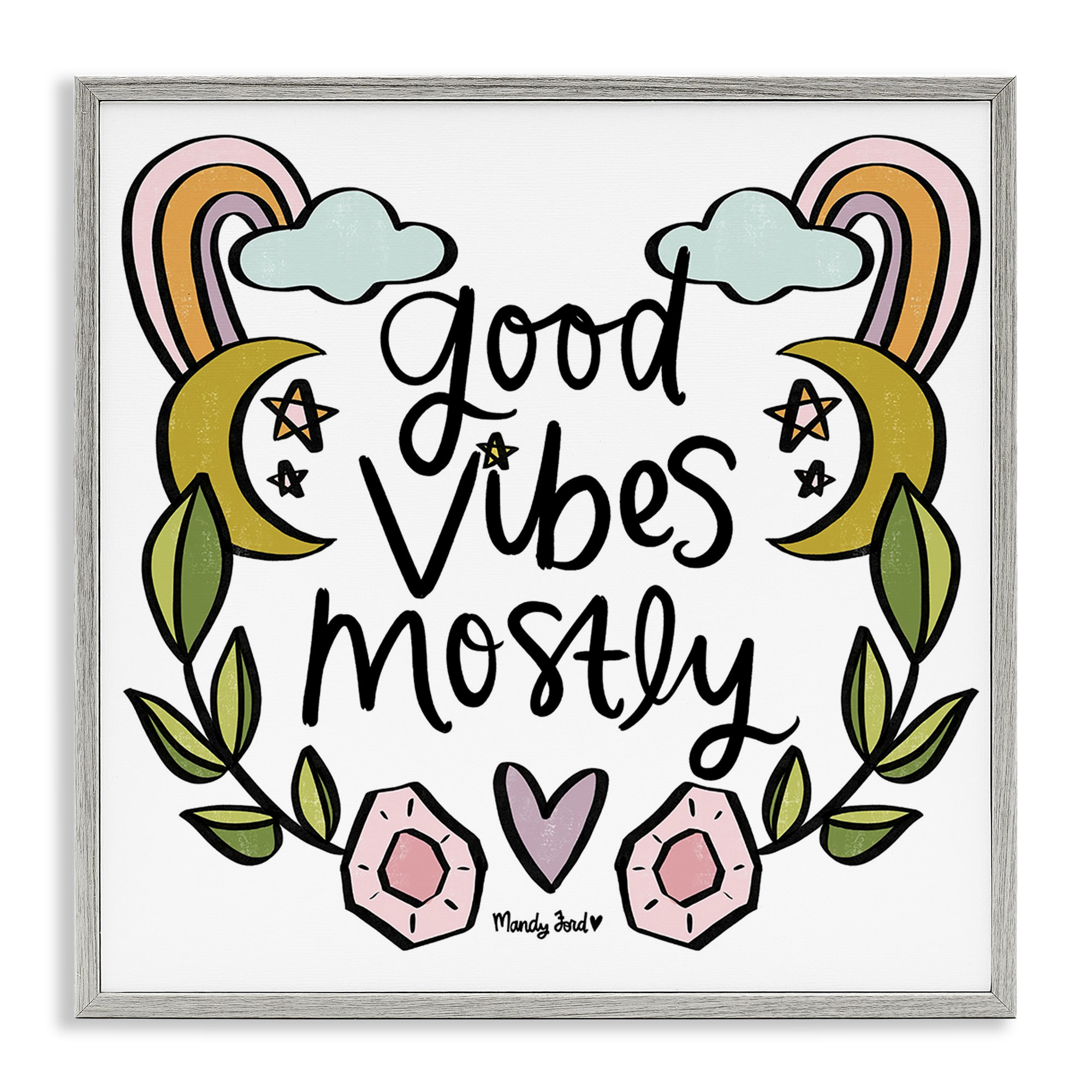 Dakota Fields Good Vibes Mostly Framed Giclee, design by Mandy Ford Art + Illustration | Wayfair