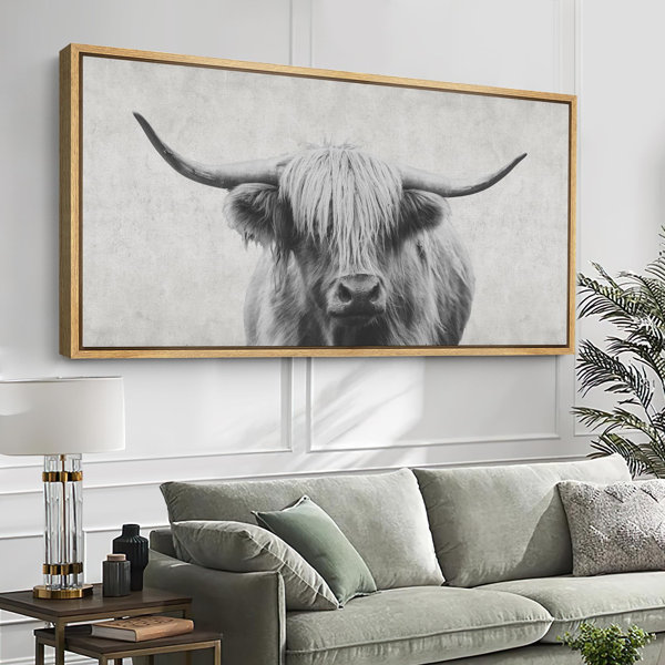IDEA4WALL Animals "Portrait Of A Highland Cow Black And White Modern ...