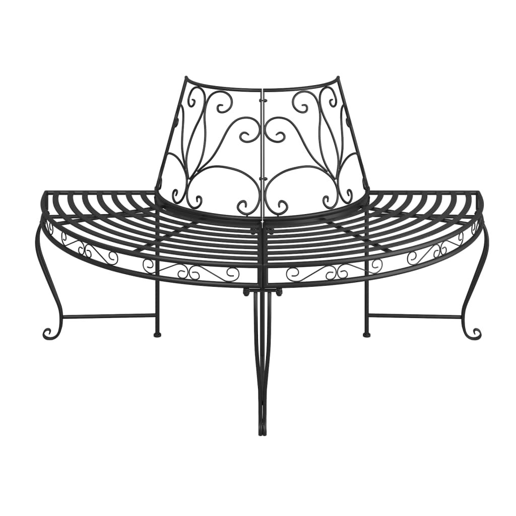 Lark Manor™ Half Round Tree Bench Diameter 63" Black Steel | Wayfair