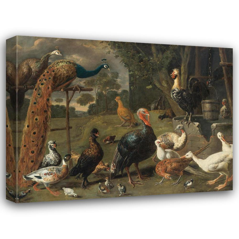 Astoria Grand "Peacock and Peahen on a Perch, Turkeys, a Pheasant and ...