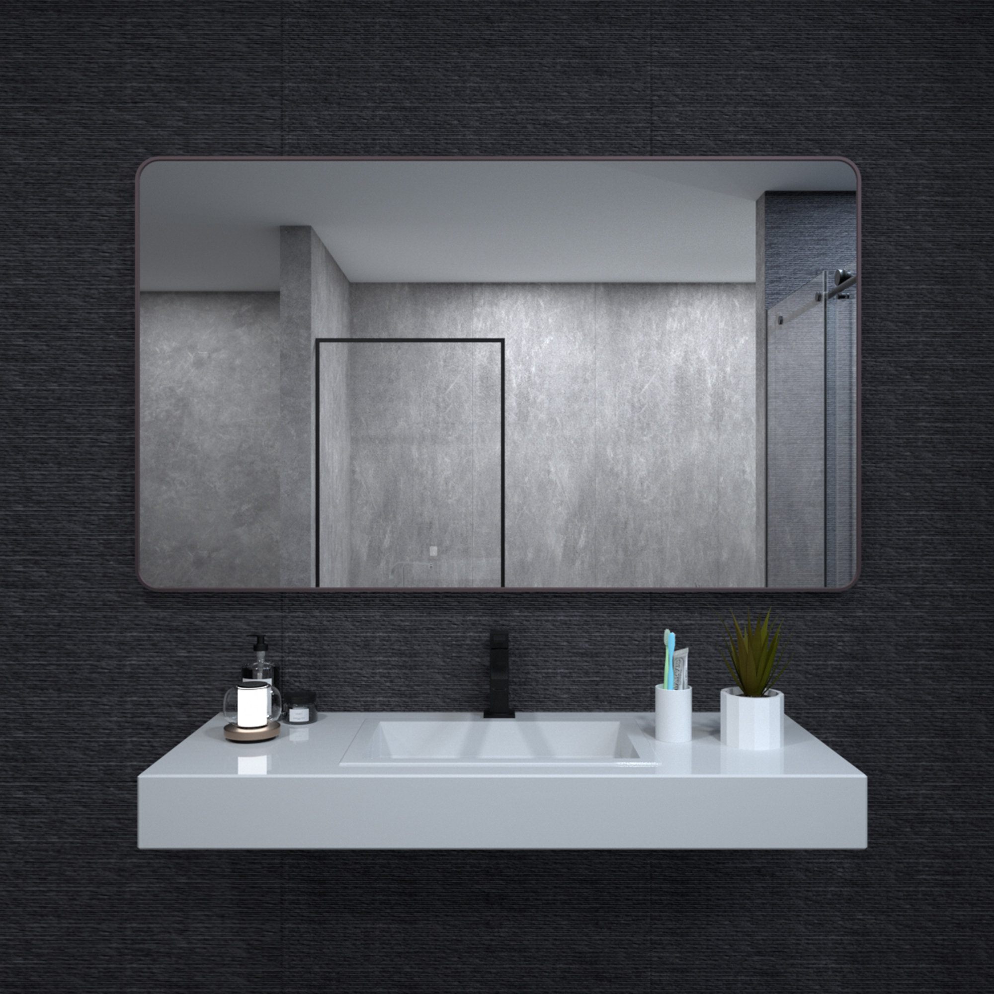Astoria Grand In. Aluminum Framed Rounded Rectangle Bathroom Wall ...