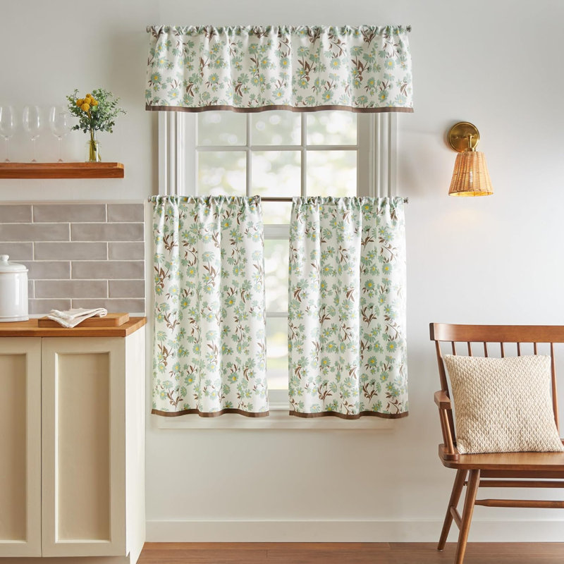 Nivozu 3-Piece Window Curtain Valance and Tiers Set | Wayfair