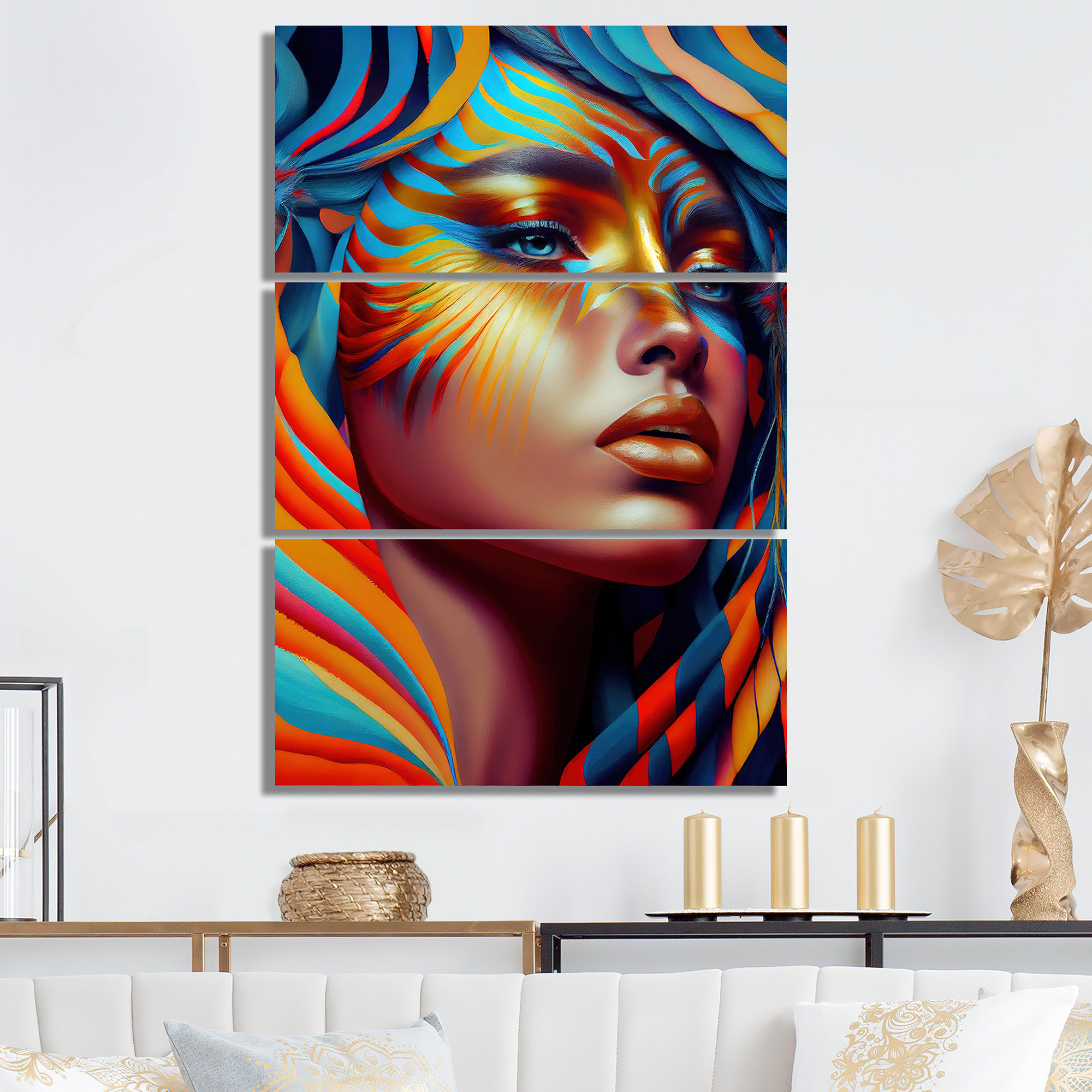 Hokku Designs Dynamic Feather Woman Portrait V - Woman Avant-Garde ...