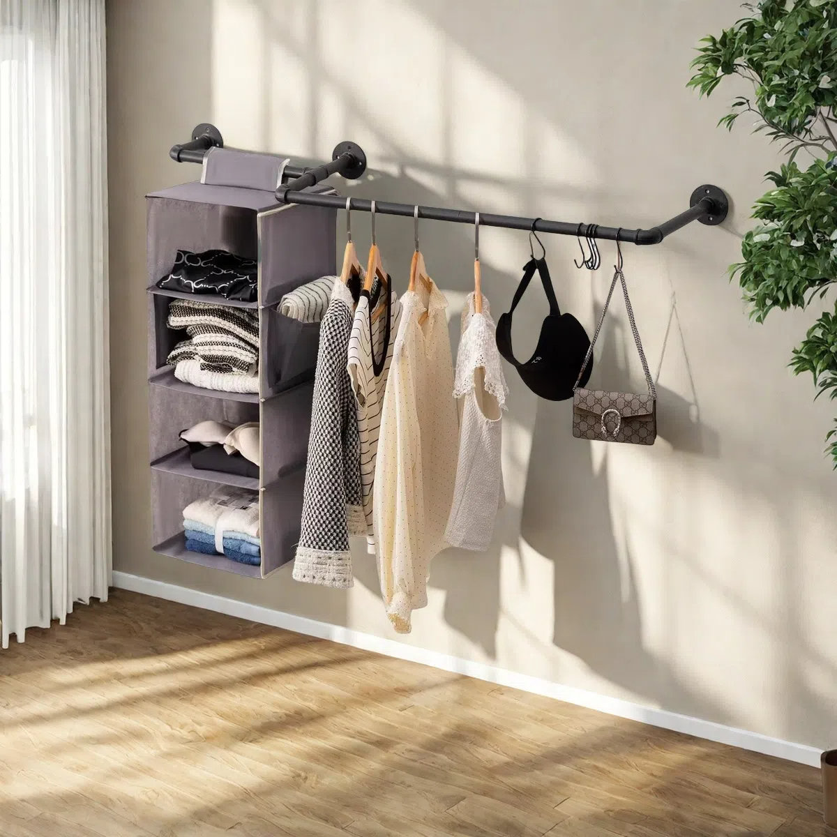 Trent Austin Design® Clothes Rack Wall Mounted With Closet Storage And ...