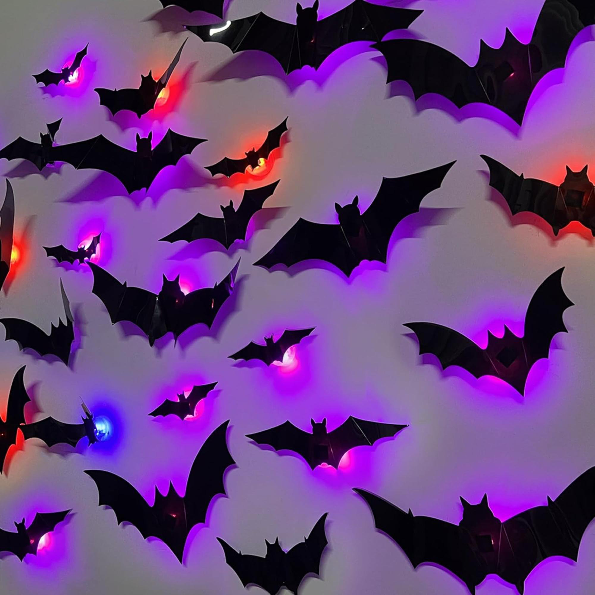 Ophelia & Co. 36 Pack Halloween Bats Wall Decor – Lighted 3D Bat ...
