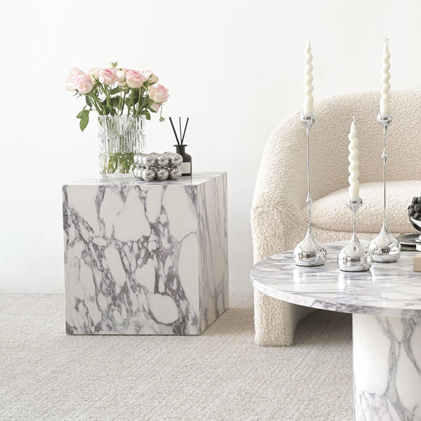 Ivy Bronx Maruin Faux Marble Block Side Table & Reviews - Wayfair Canada