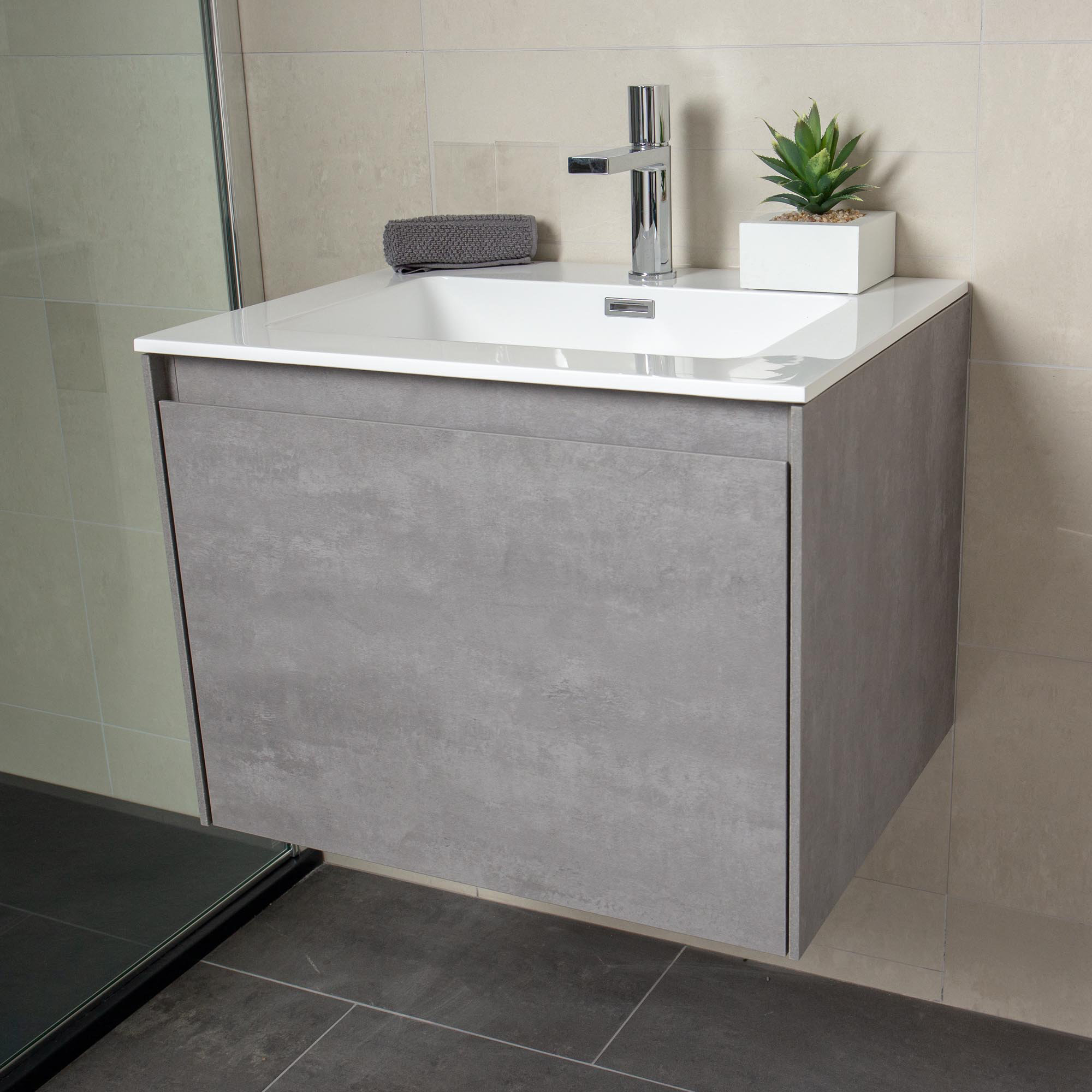 White Stone 600mm Wall Hung Single Vanity Unit & Reviews | Wayfair.ie