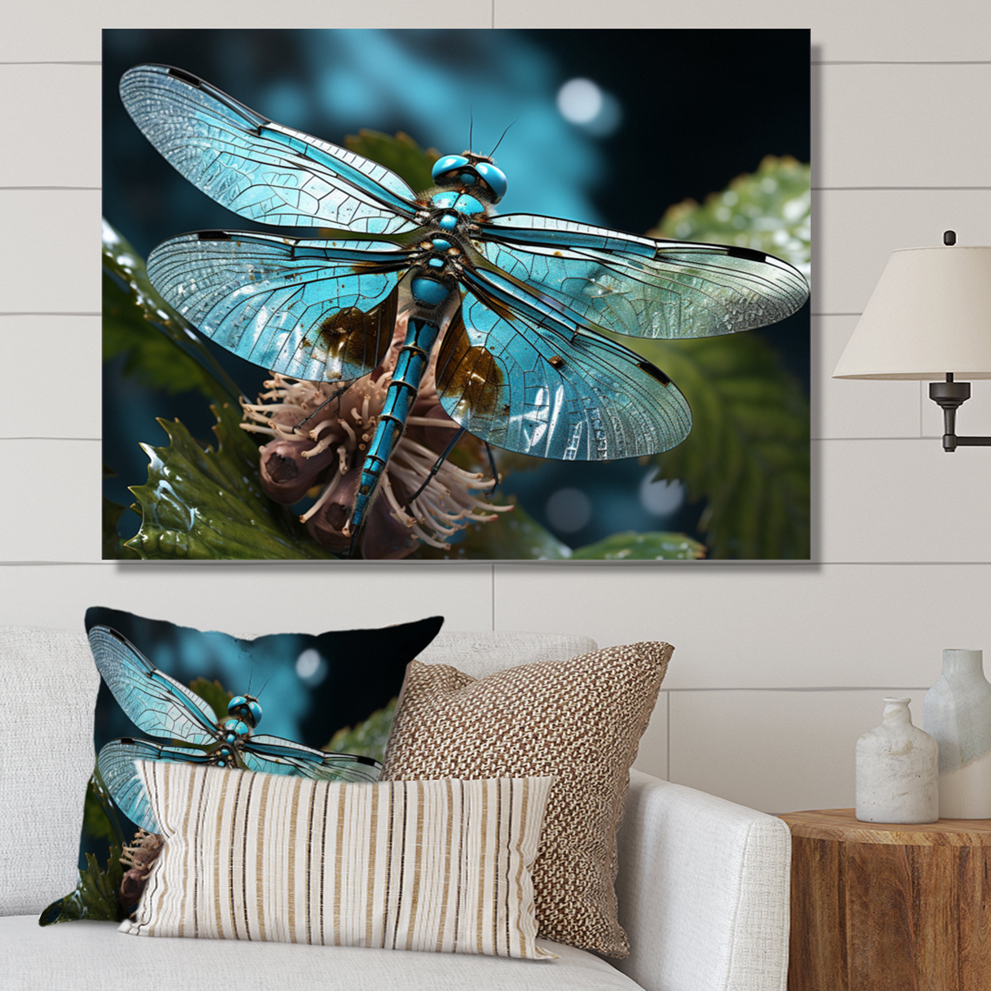 Latitude Run® Teal Dragonfly Airborne Jewel - Print on Canvas | Wayfair