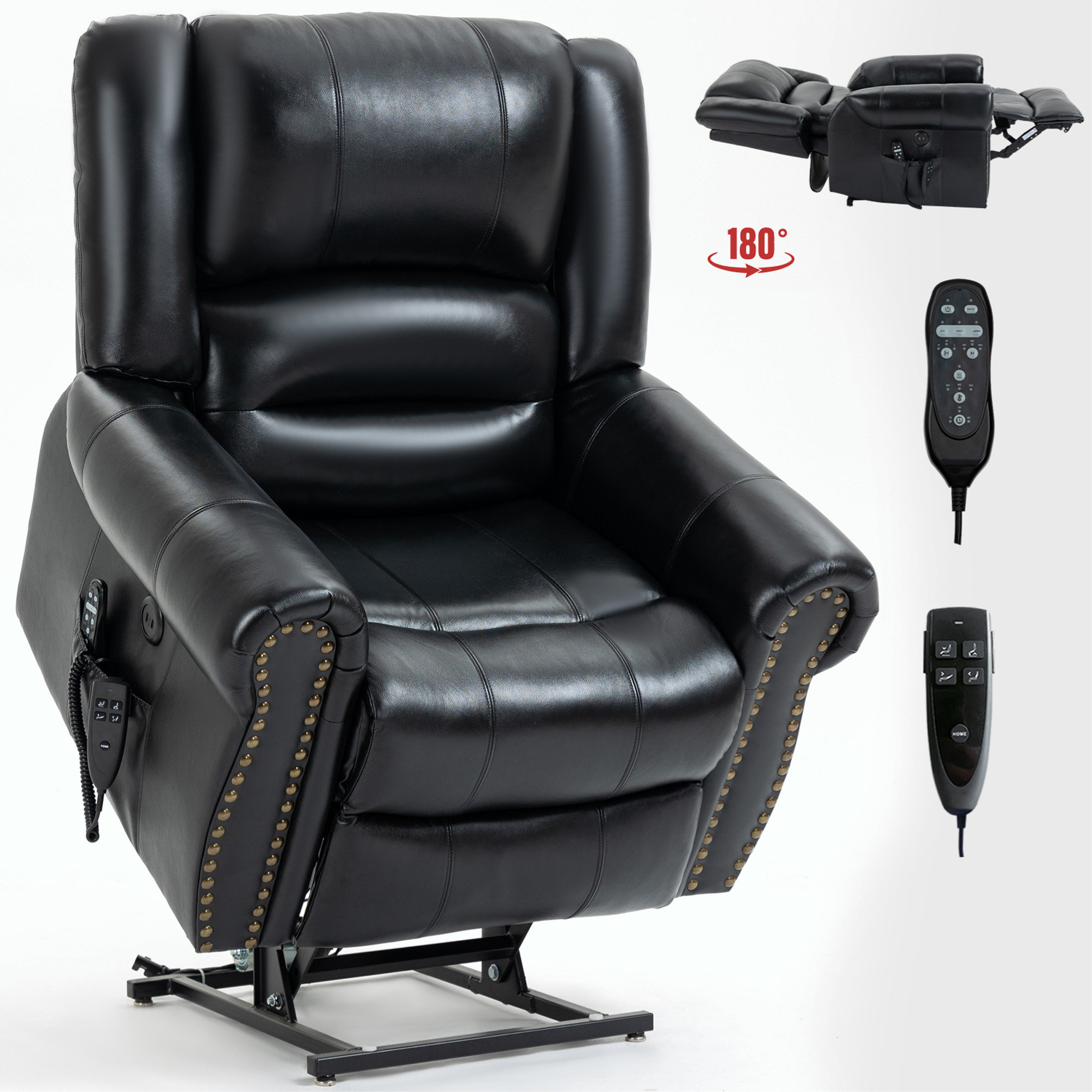 Red Barrel Studio Power Lift Recliner Chair Heat Massage Dual Motor ...