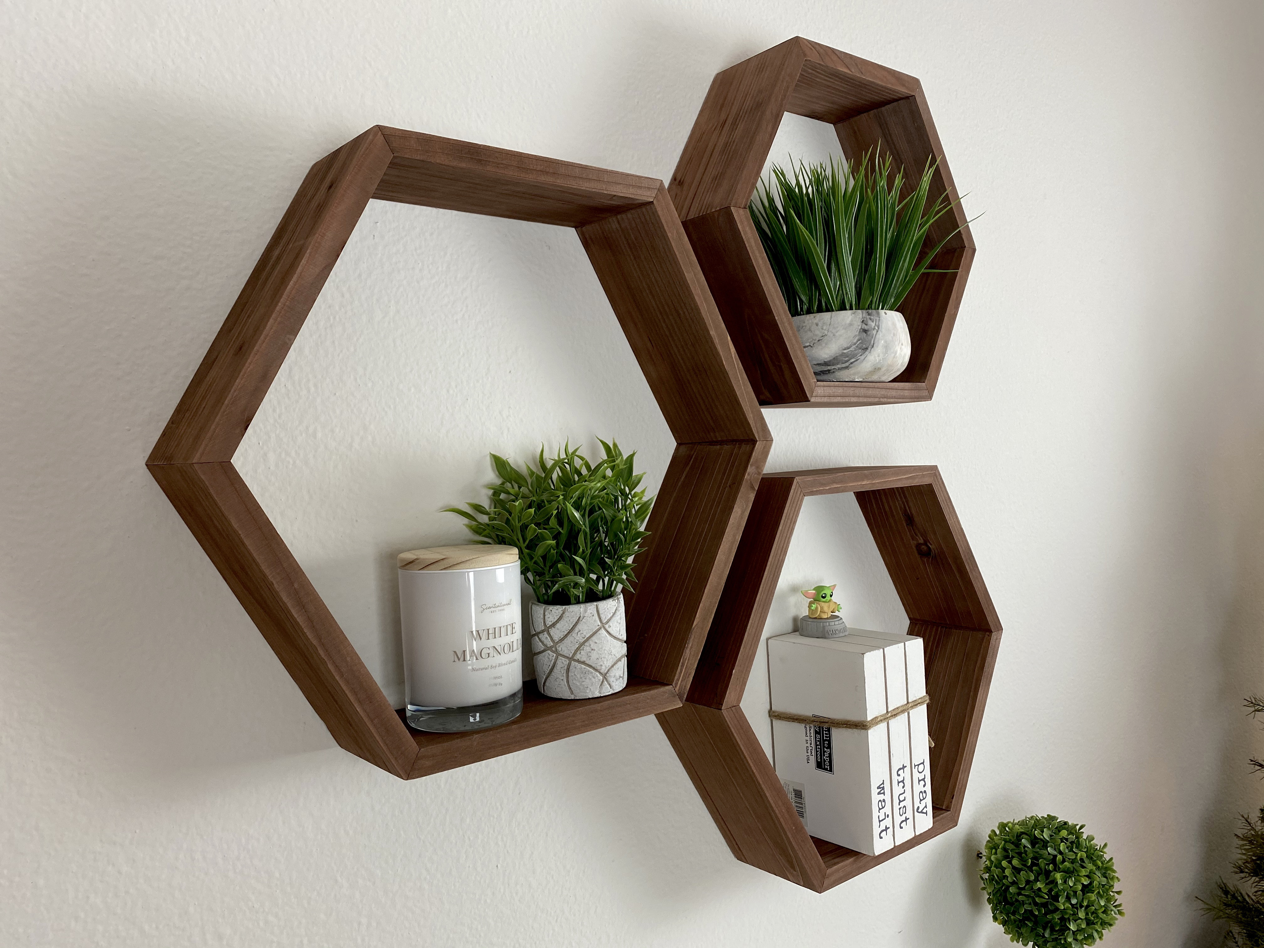Millwood Pines Dhanisha 3 Piece Hexagon Fir Floating Shelf | Wayfair