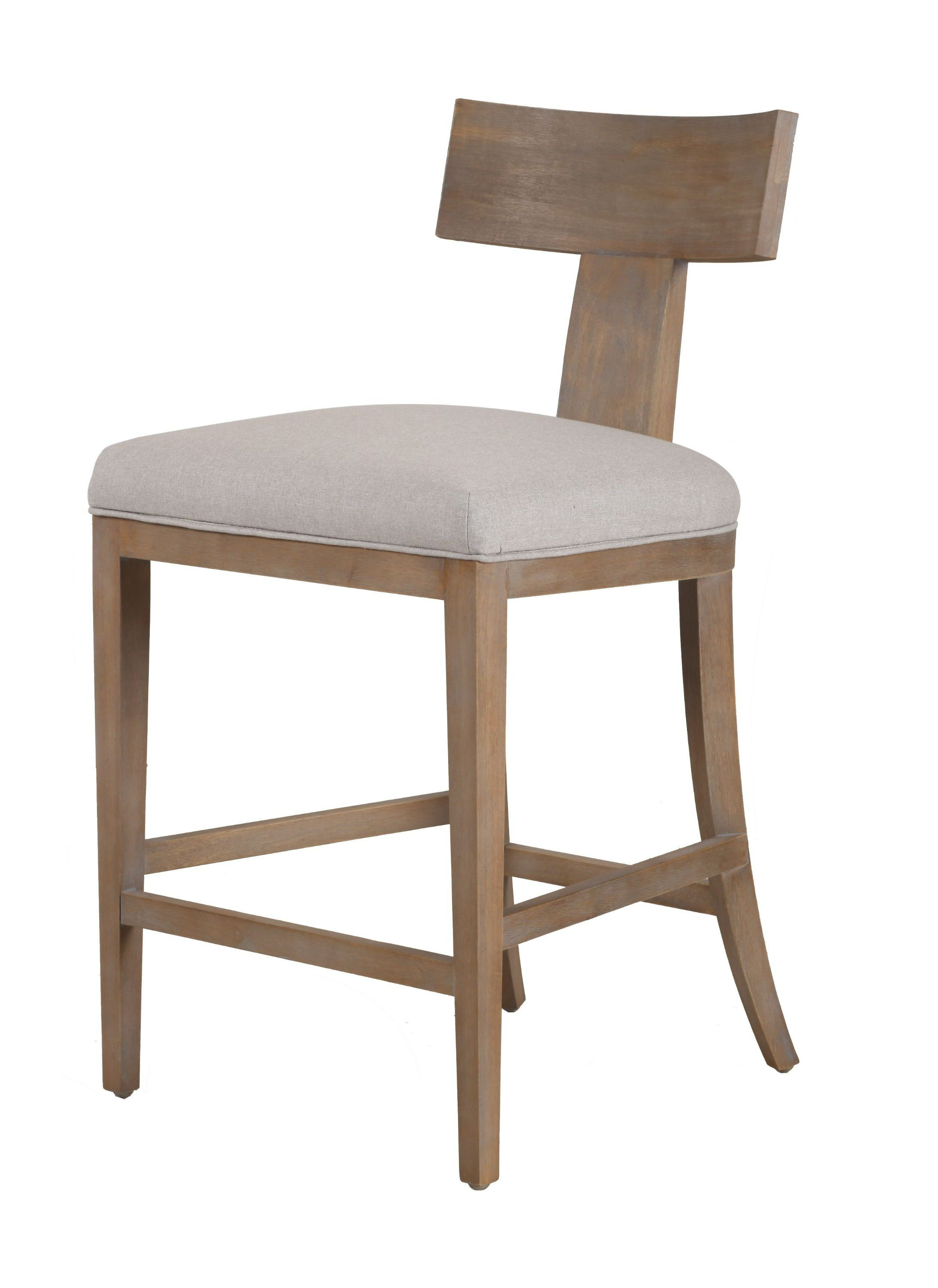 Red Barrel Studio® Ysta Mid-century Modern Linen + Wood Counter Chair ...