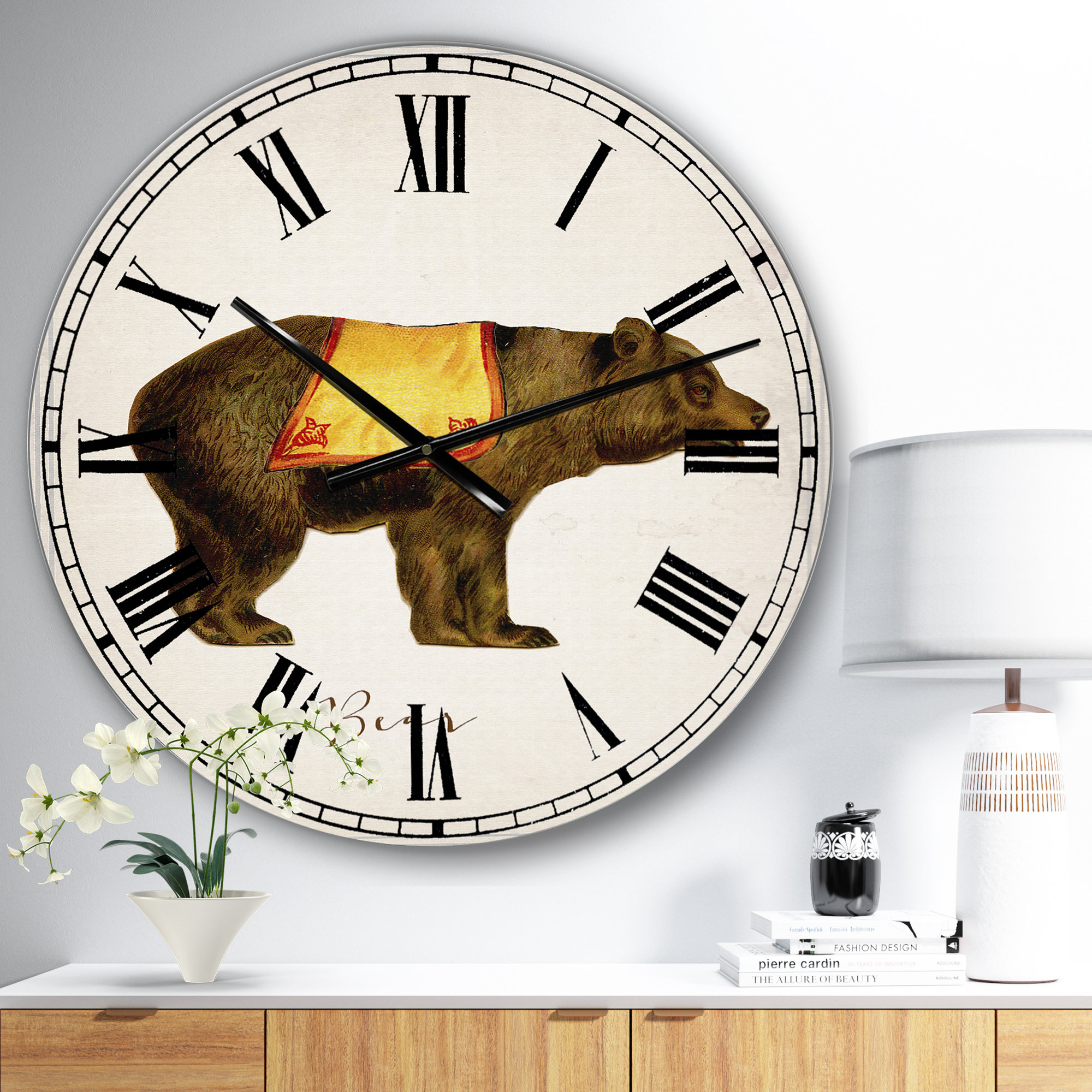 East Urban Home Circus Animals Bear - Oversized Cottage Wall Clock ...