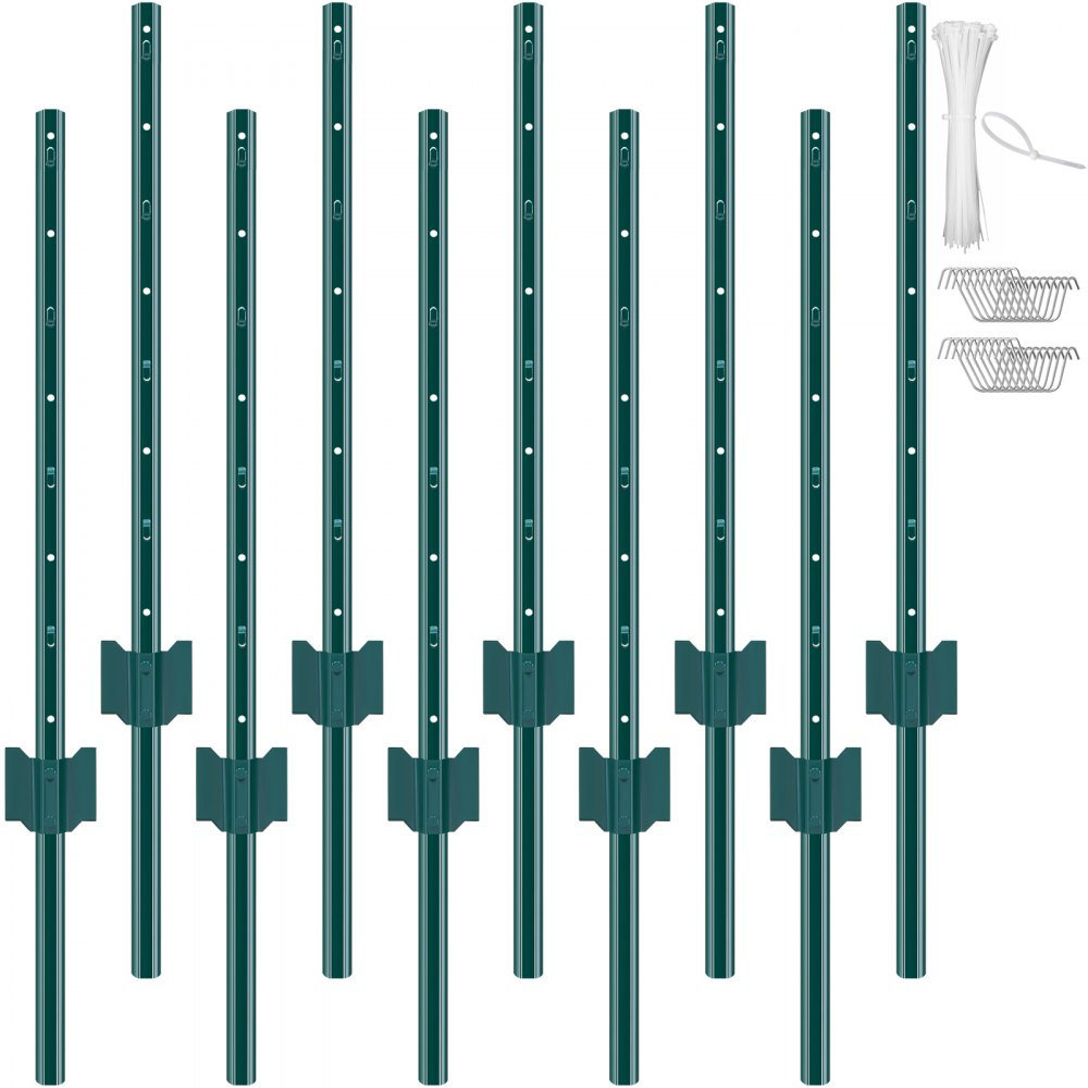 Stellweilan Tessberg 4 Feet Fence Post 10 Pack T-Post Heavy Duty Metal ...