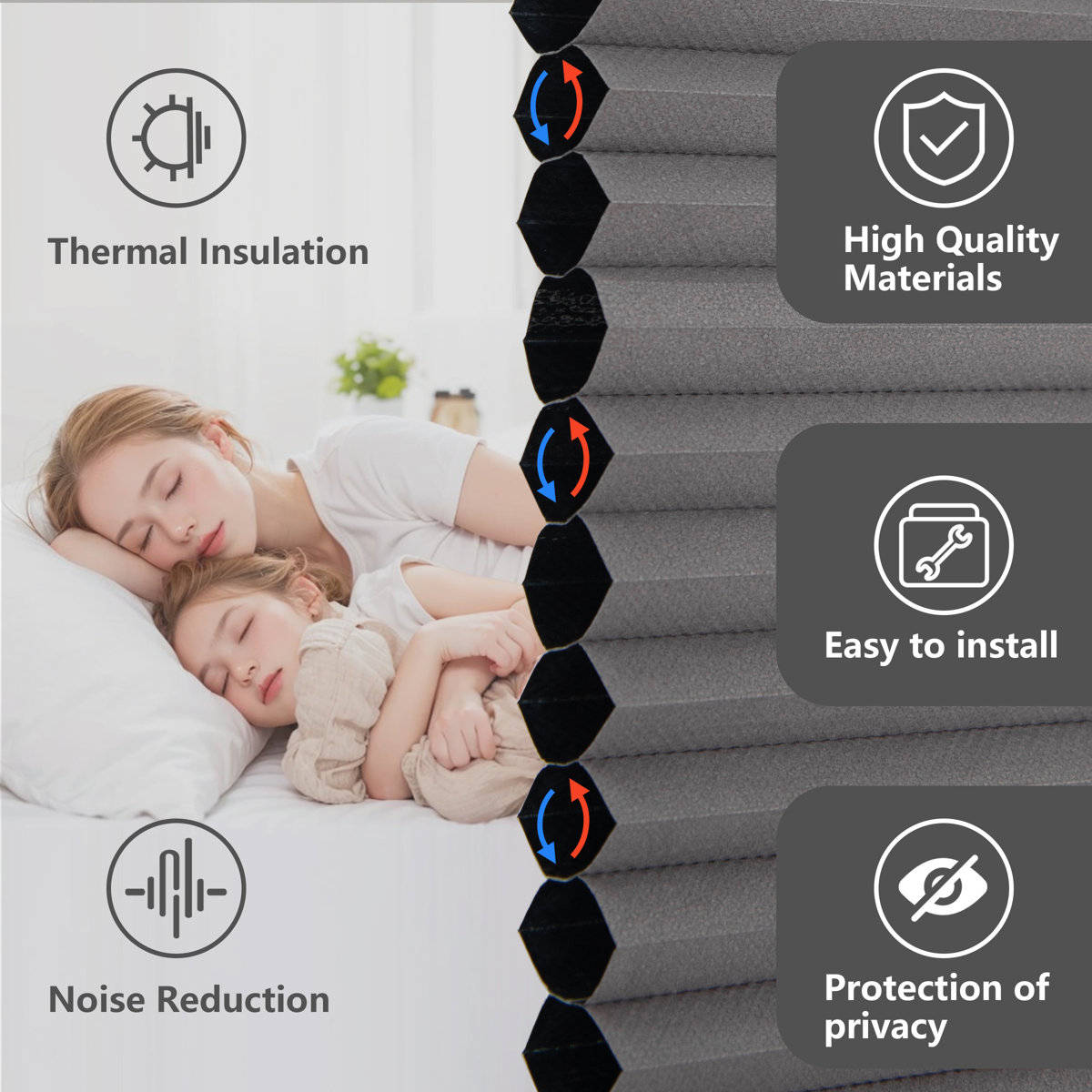 Symple Stuff Blackout Cellular Shades Cordless Honeycomb Blinds Pull ...