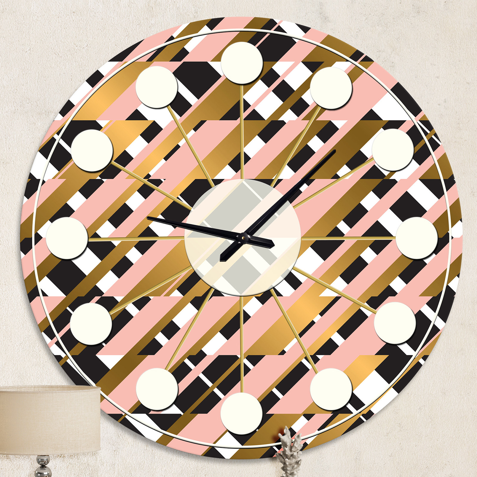East Urban Home Gold Checkered Pattern II - Mid-Century Modern wall ...