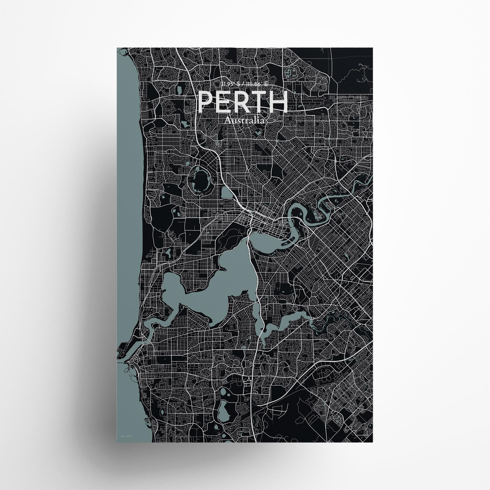 17 Stories Perth Australia City Map On Paper Print | Wayfair