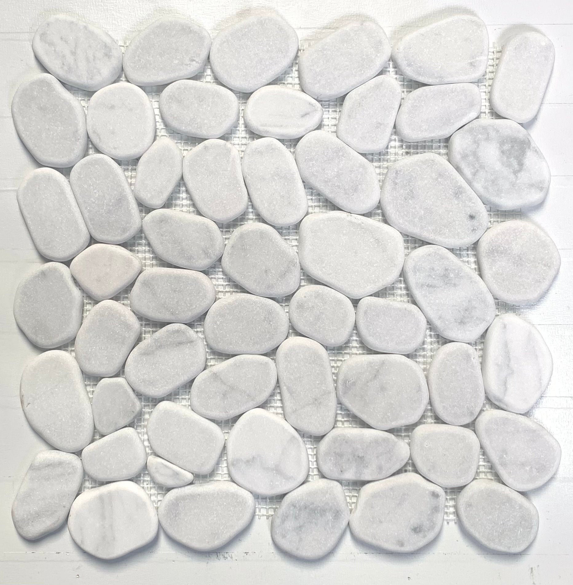 Nesttile Carrara White Tumbled Jade Pebble Mosaic 12" x 12" | Wayfair