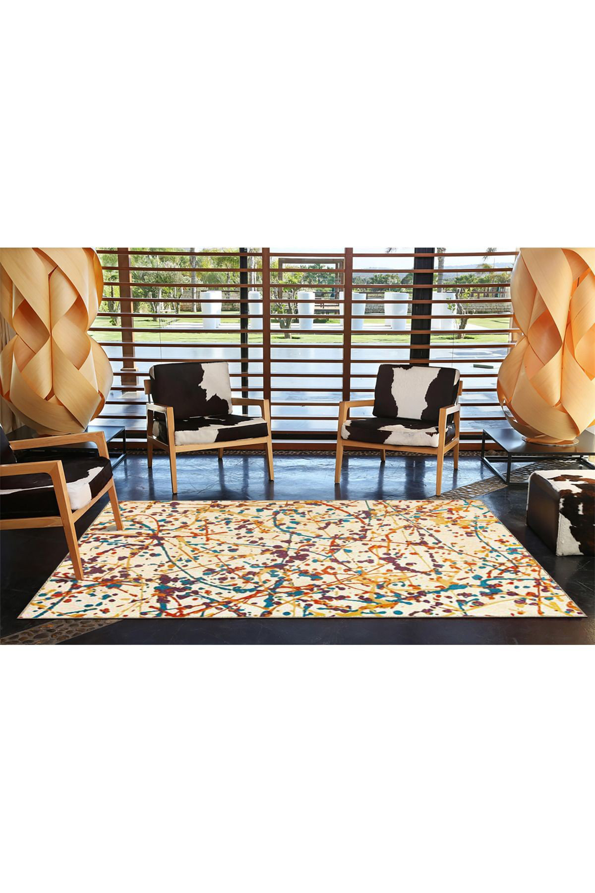 Dakota Fields Multi Color Modern Pattern Woven Base Machine Washable ...