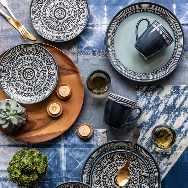 Over & Back Medallion 16 Piece Dinnerware Set, Service for 4 & Reviews ...