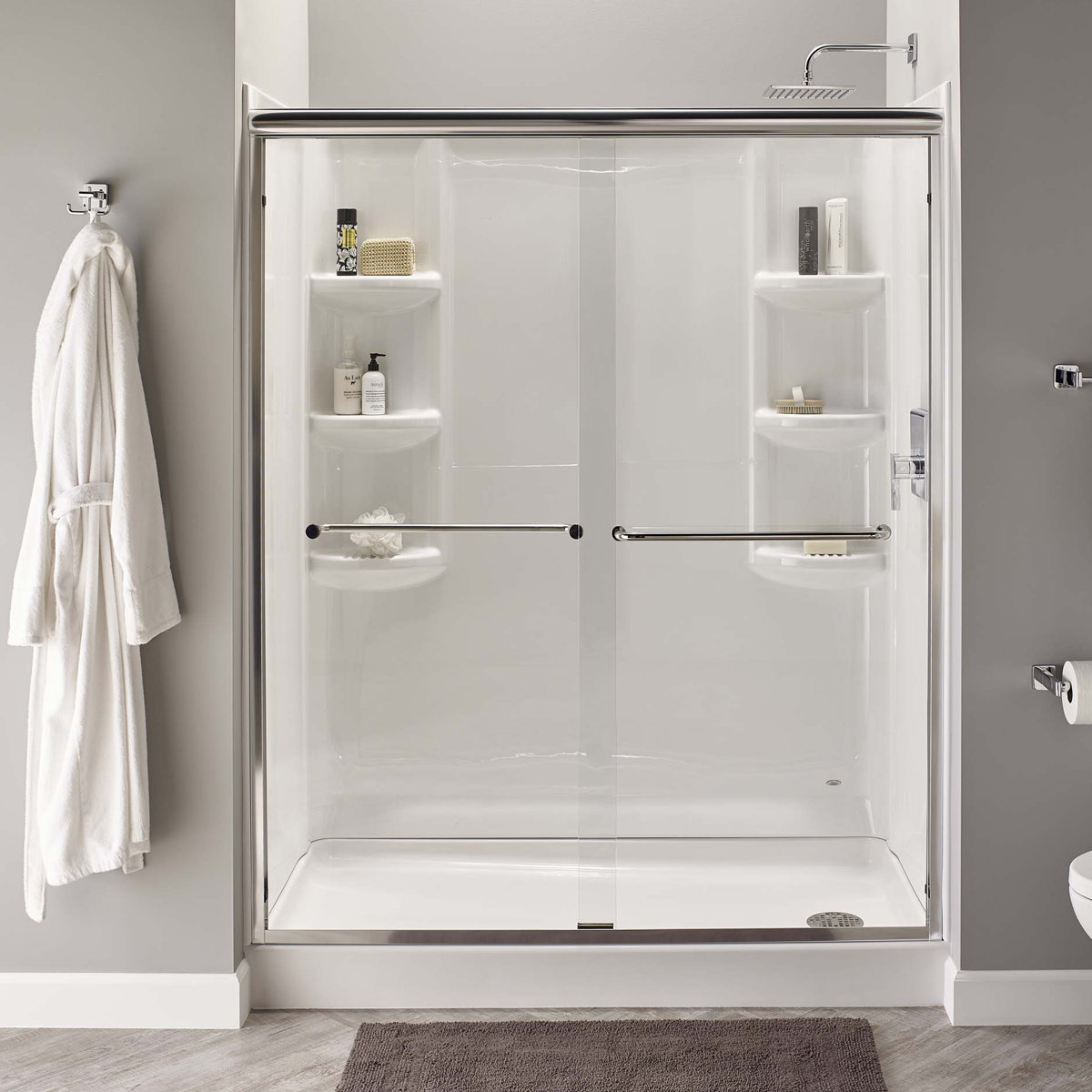 American Standard Studio 72" H x 32" D Three Panel Shower Wall ...
