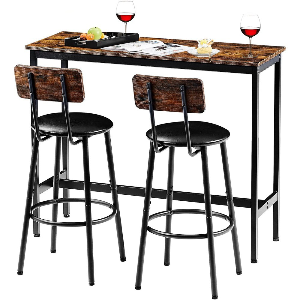 17 Stories Bar Table With Stools Set Of 2, Industrial 3 Piece Counter ...
