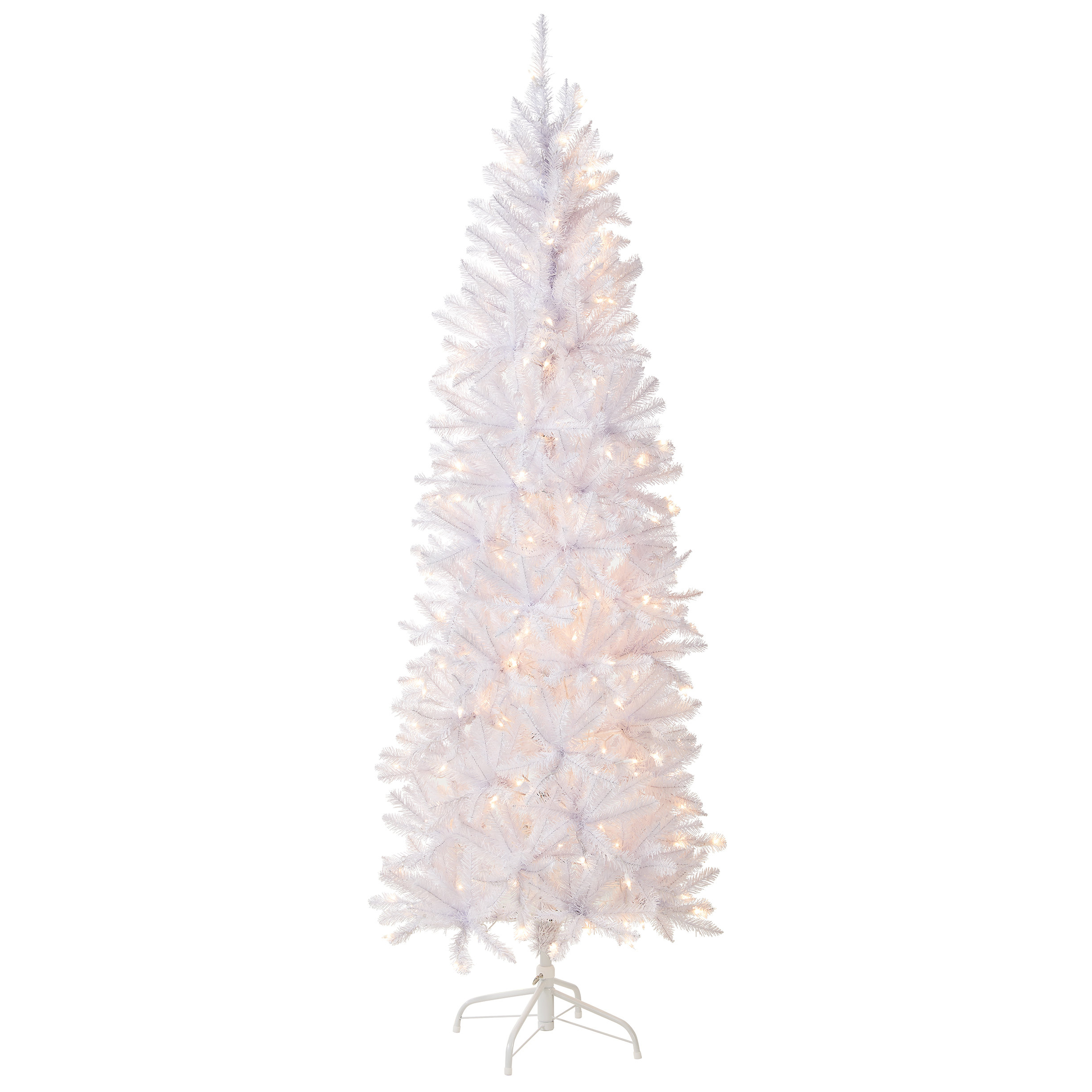 The Holiday Aisle® Kingswood Fir White Pencil Tree with Clear Lights ...