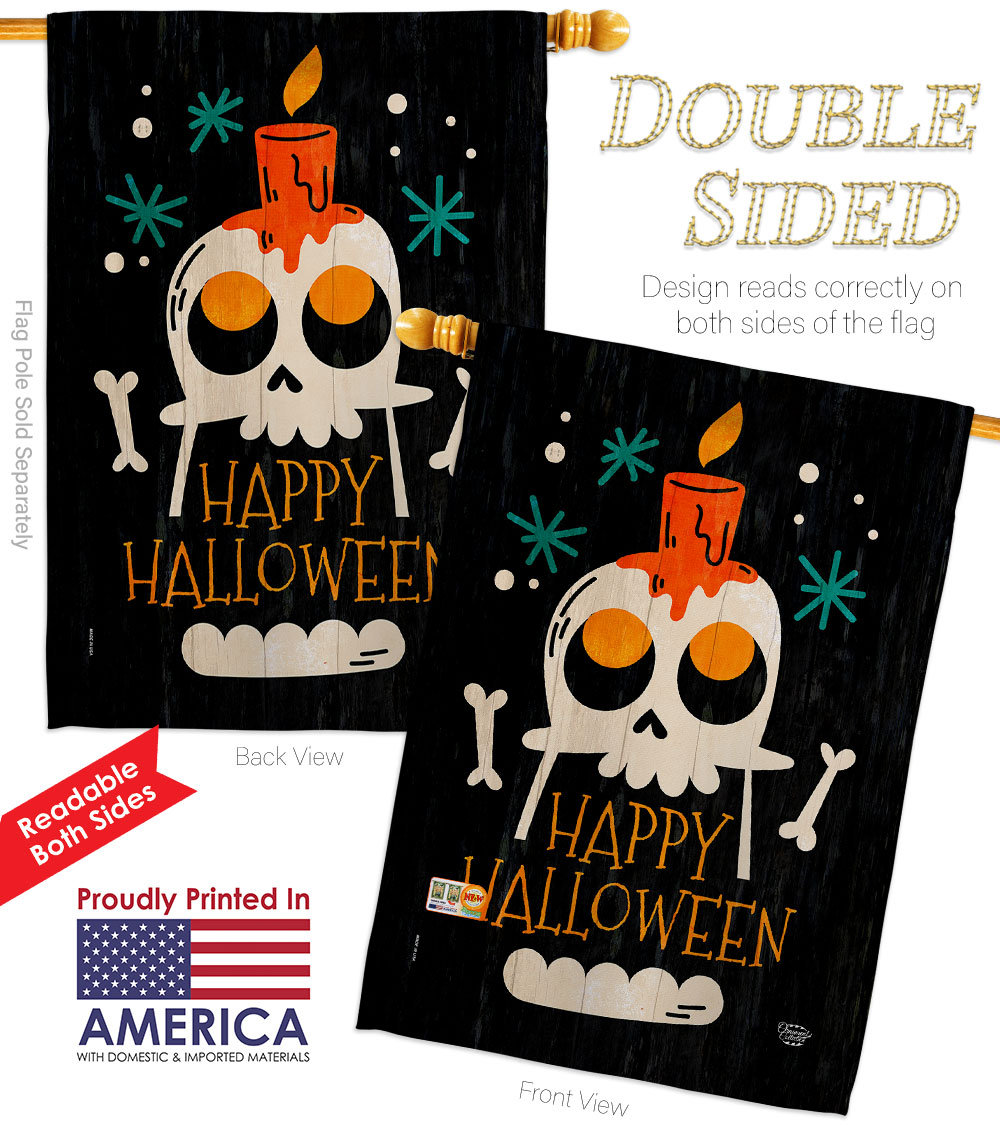 Ornament Collection Happy Skull House Flag Halloween Fall 28 X40 Inches ...