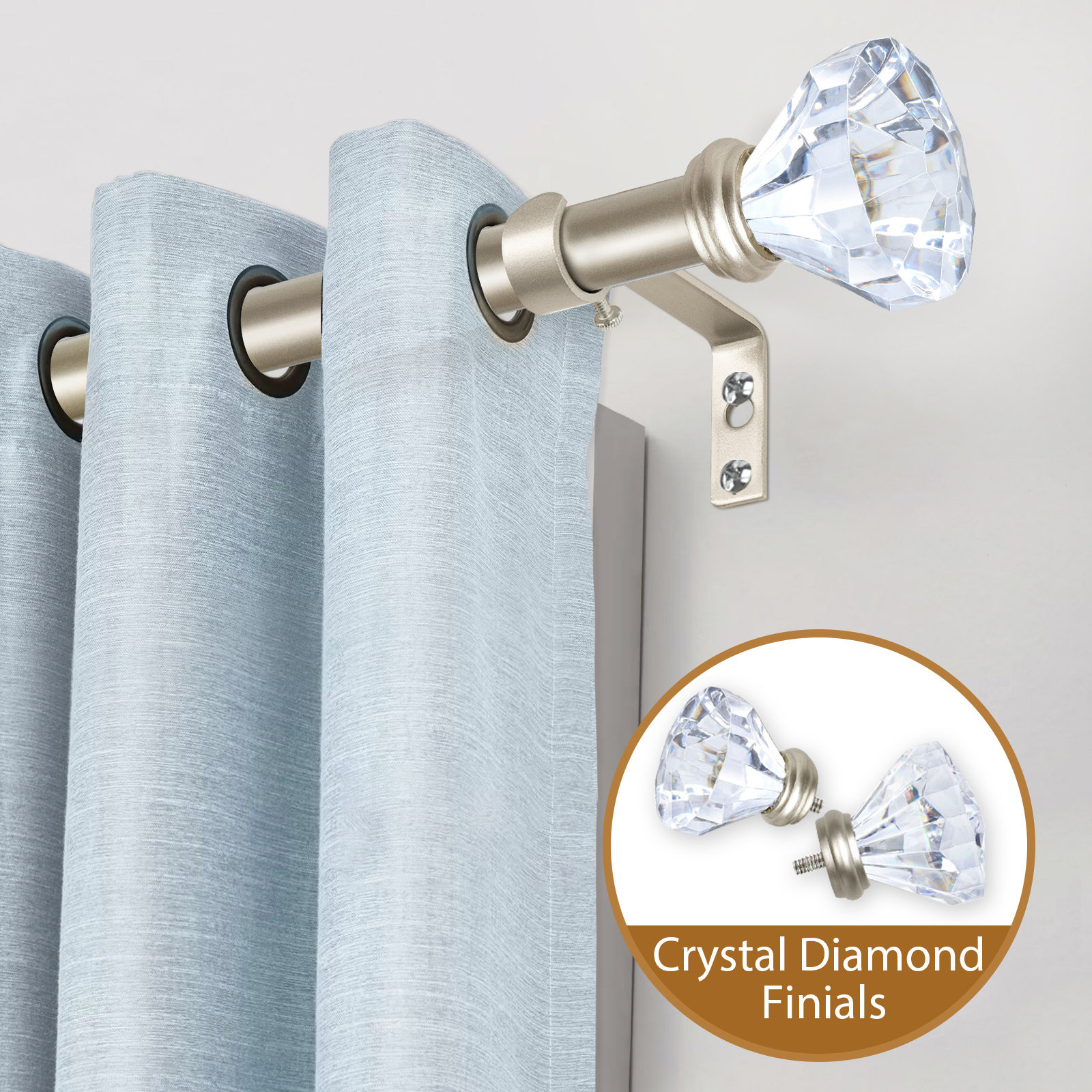 House of Hampton® Crystal Windows Curtain Rod, Decorative Drapery Rods ...